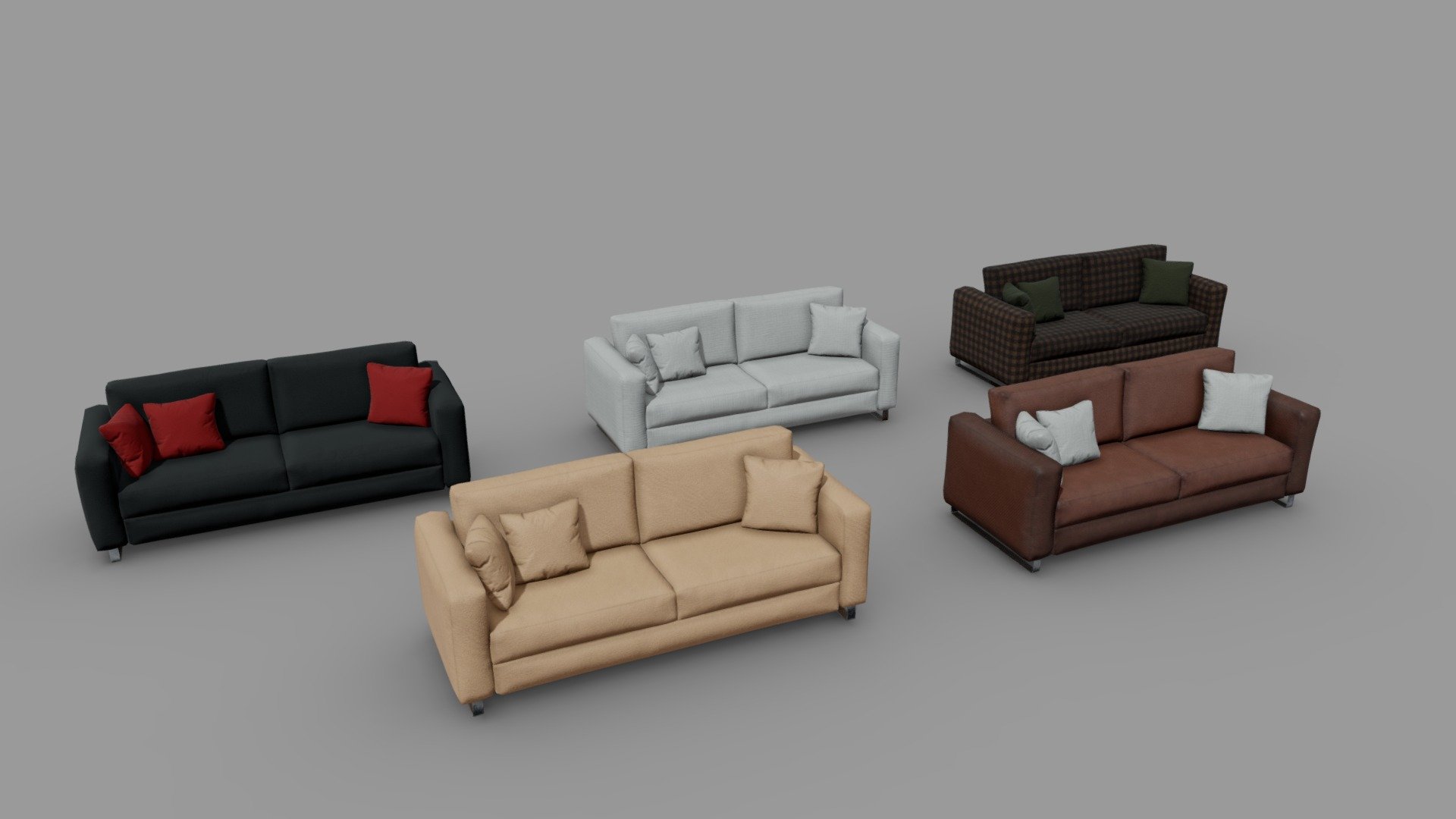 Realistic sofa with multiple colors game ready - Buy Royalty Free 3D ...
