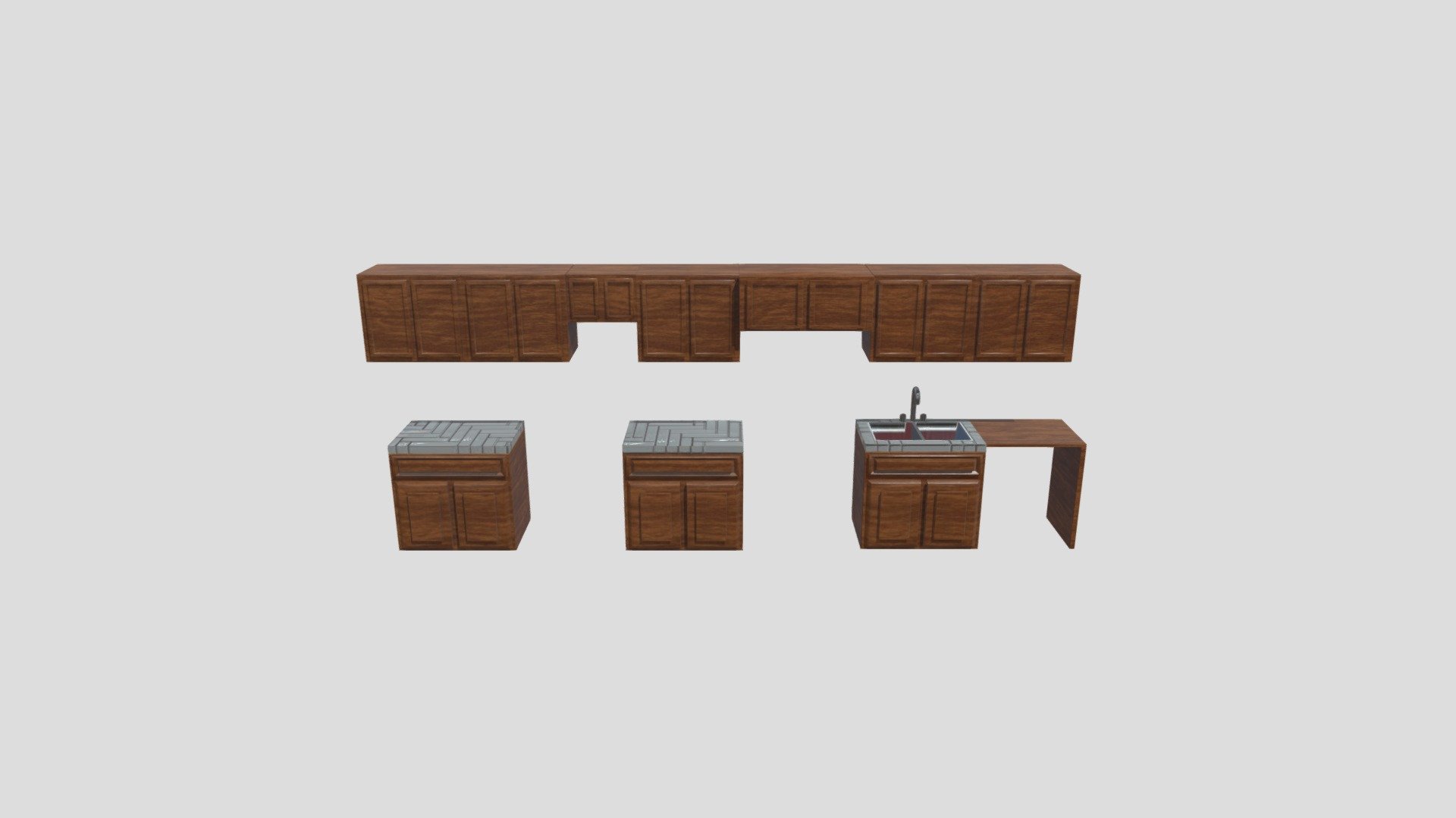 3D Modeled Kitchen cabinets and counters - Download Free 3D model by ...