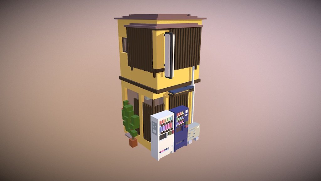Miniature voxel izakaya with vending machines - 3D model by kndlt ...