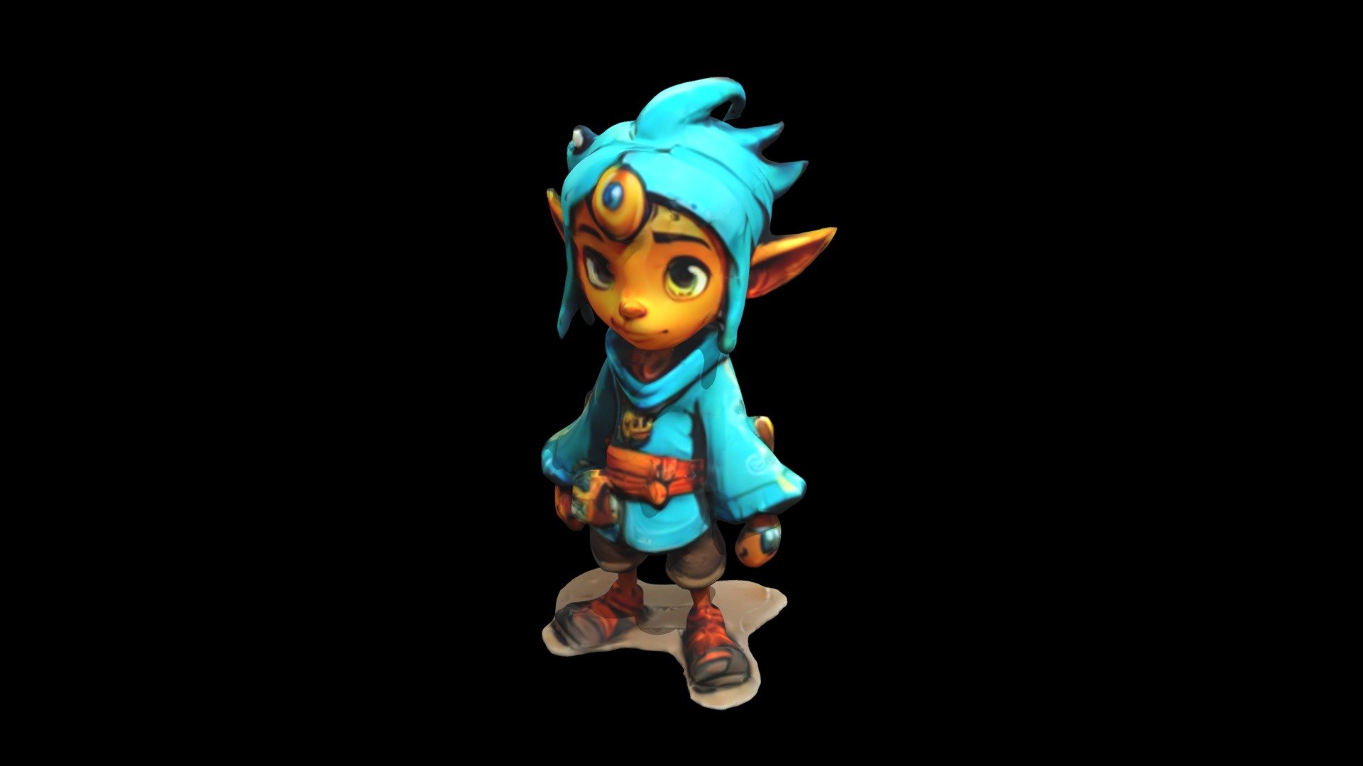 a cartoon character with a blue cape and a ye - Download Free 3D model ...