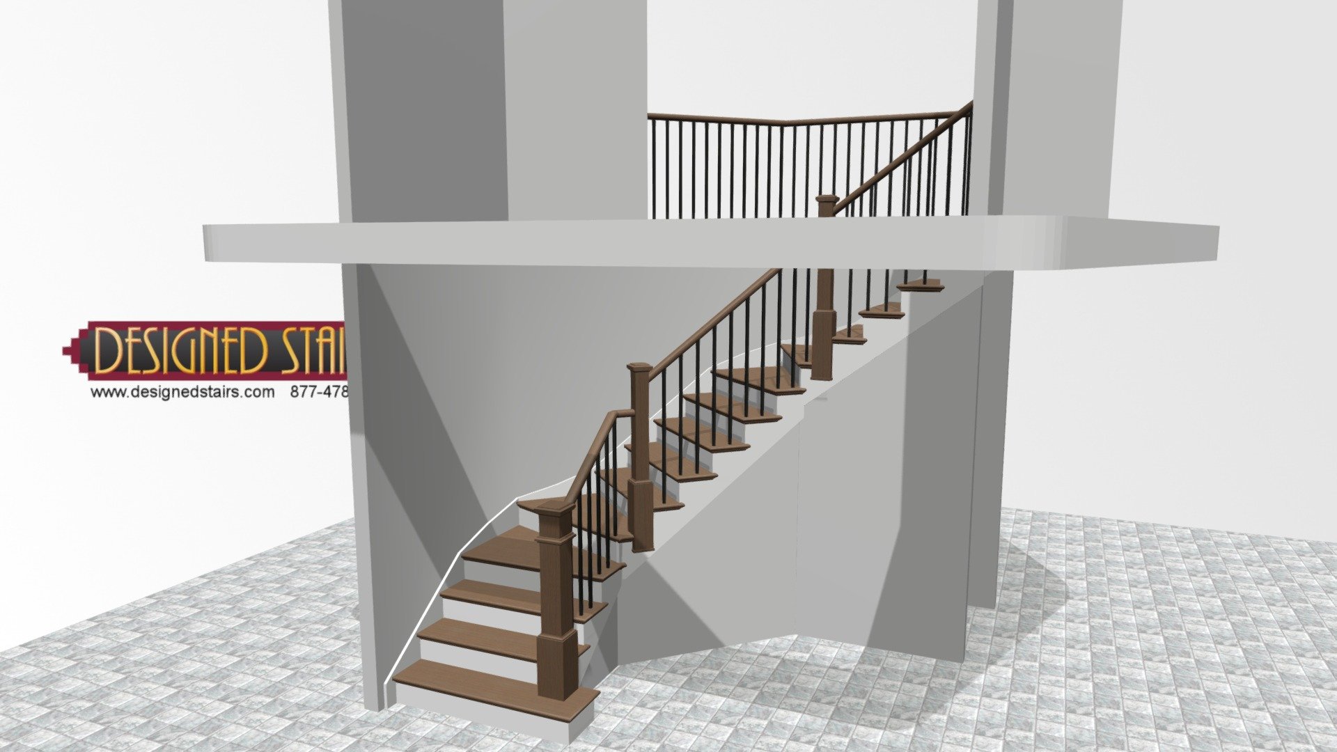 Trapezoid stair w/o gooseneck fittings 36380 - 3D model by ...