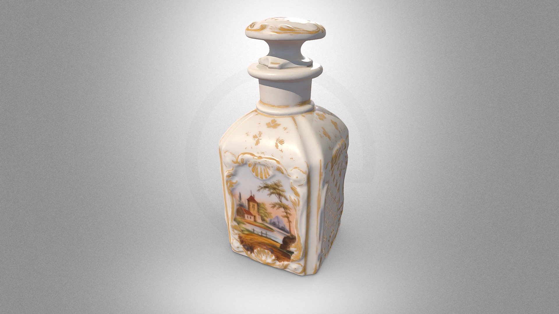 Porcelain bottle with miniature landscapes - Download Free 3D model by ...