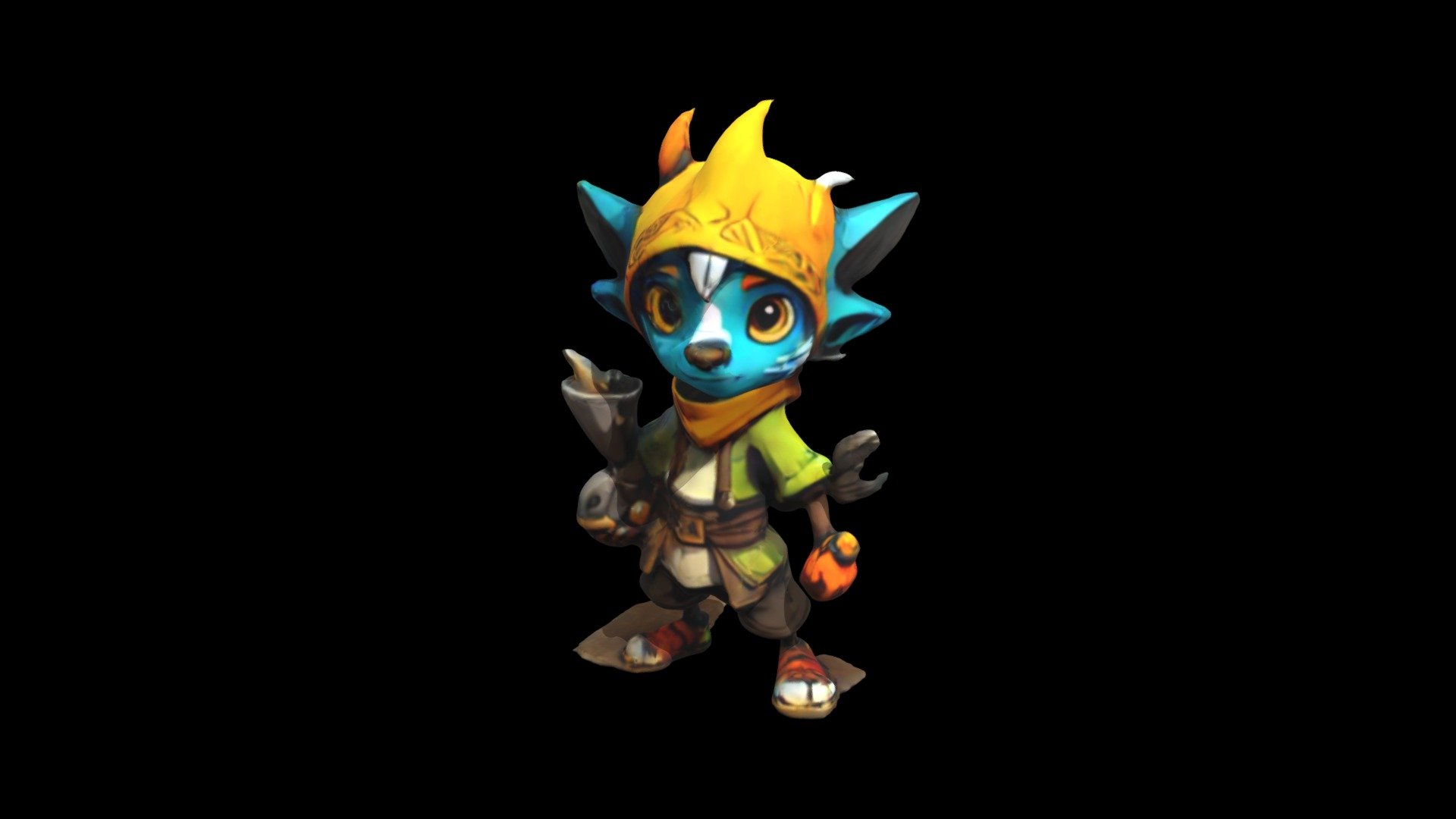 A cute, animated blue fox stands confidently wit - Download Free 3D ...
