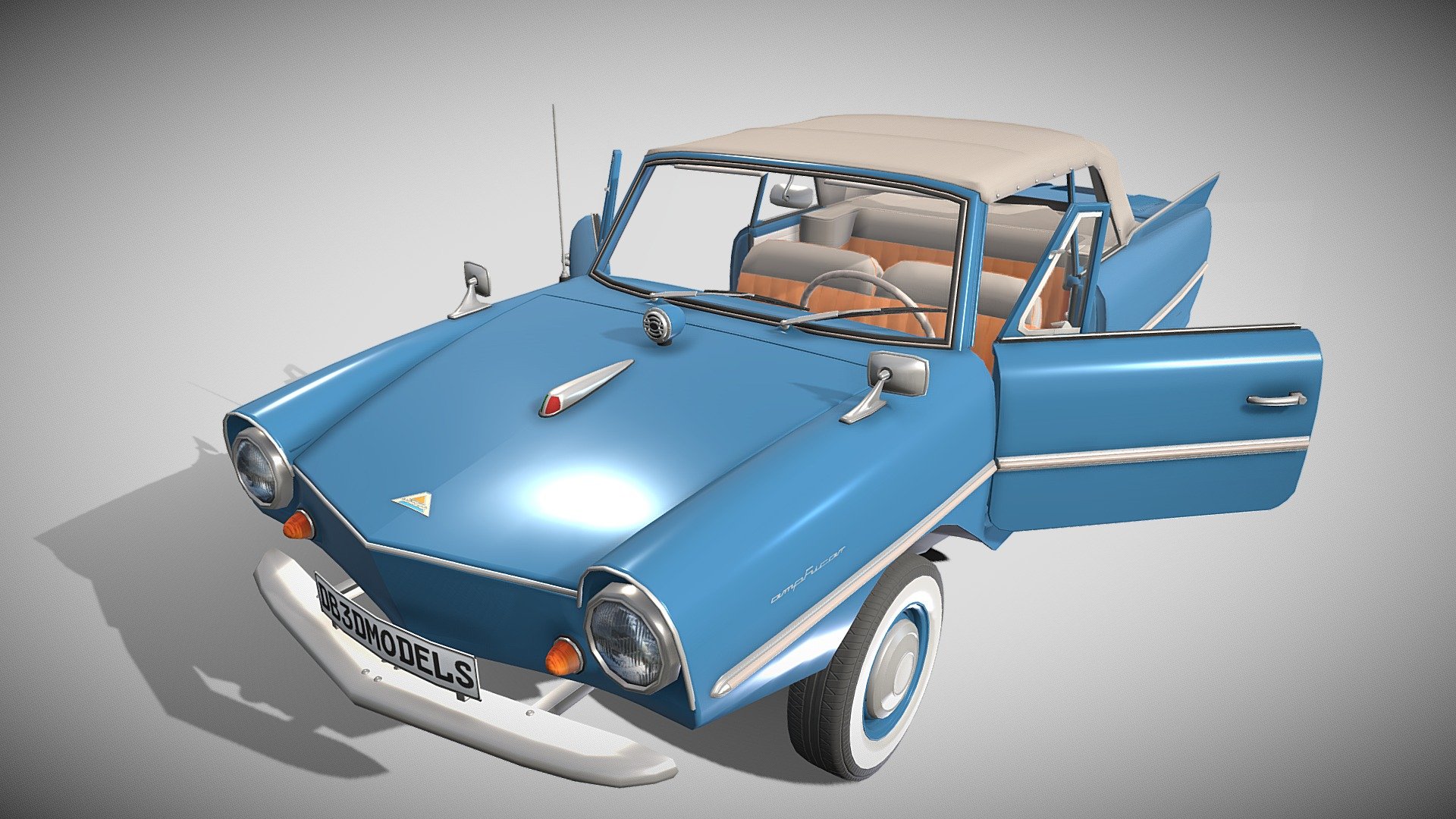 Amphicar 770 Blue w Interior Top Up - Buy Royalty Free 3D model by ...