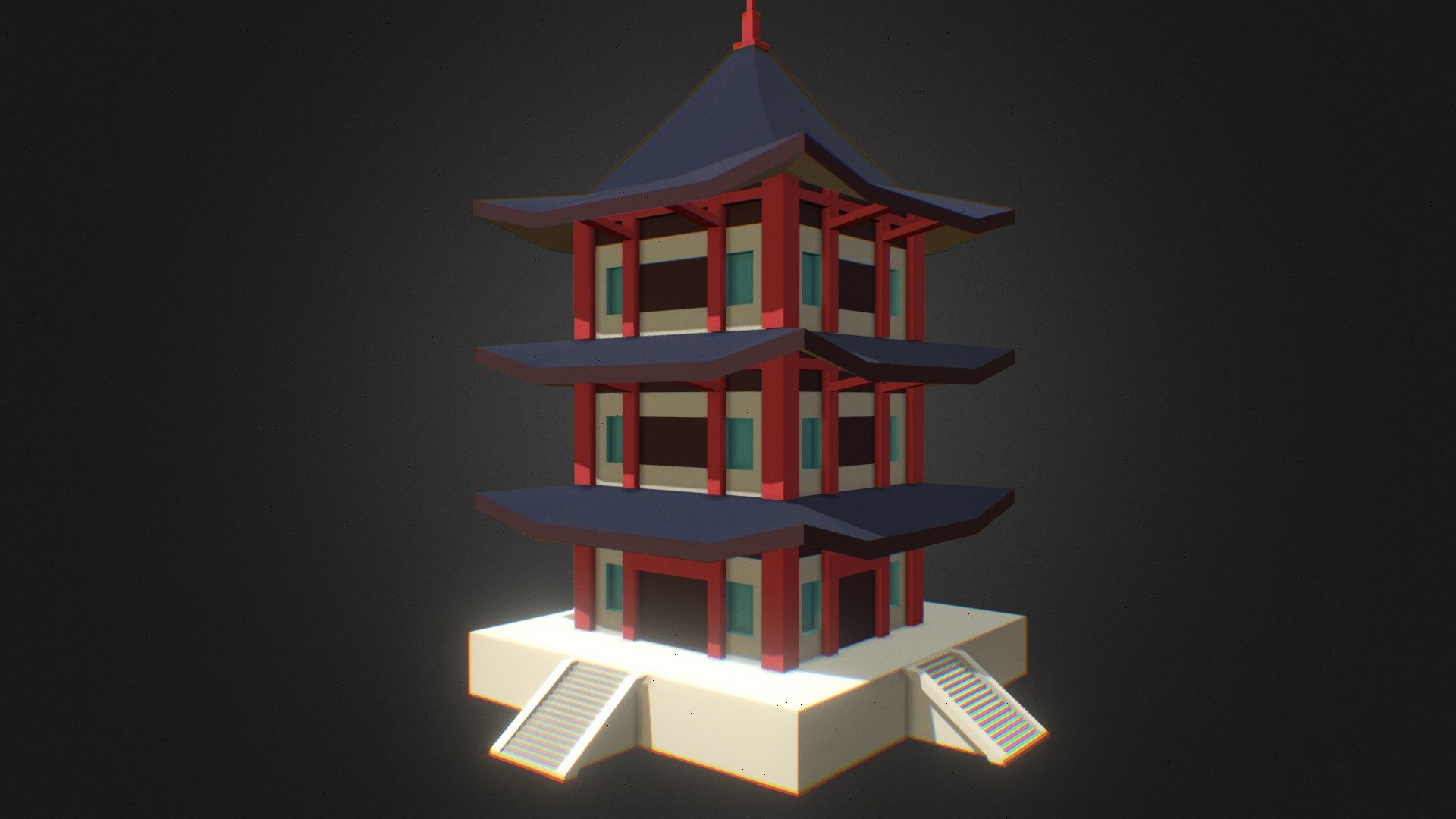 Pagoda - Low Poly Diorama - 3D model by k_stroyer [8a5a906] - Sketchfab