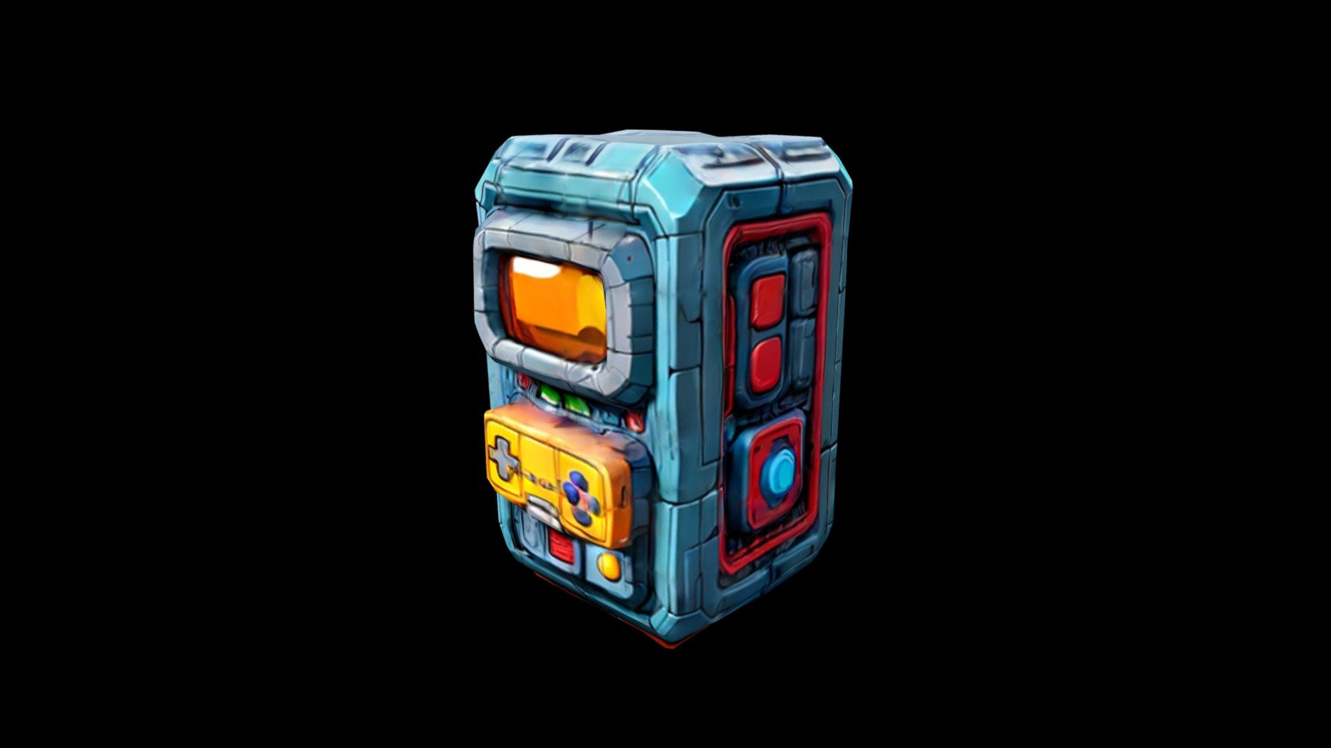 Retrofuturistic Square Gadget with Multi-Color B - Download Free 3D ...