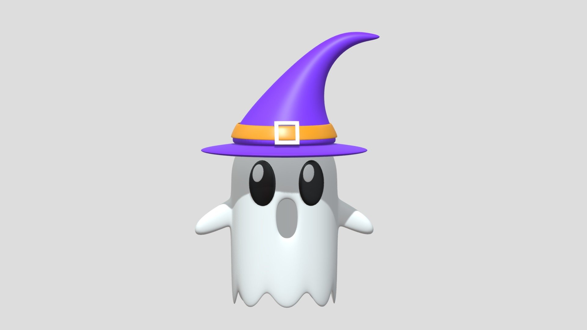 Cartoon Cute Ghost With Witch Hat - Buy Royalty Free 3D model by Philip ...