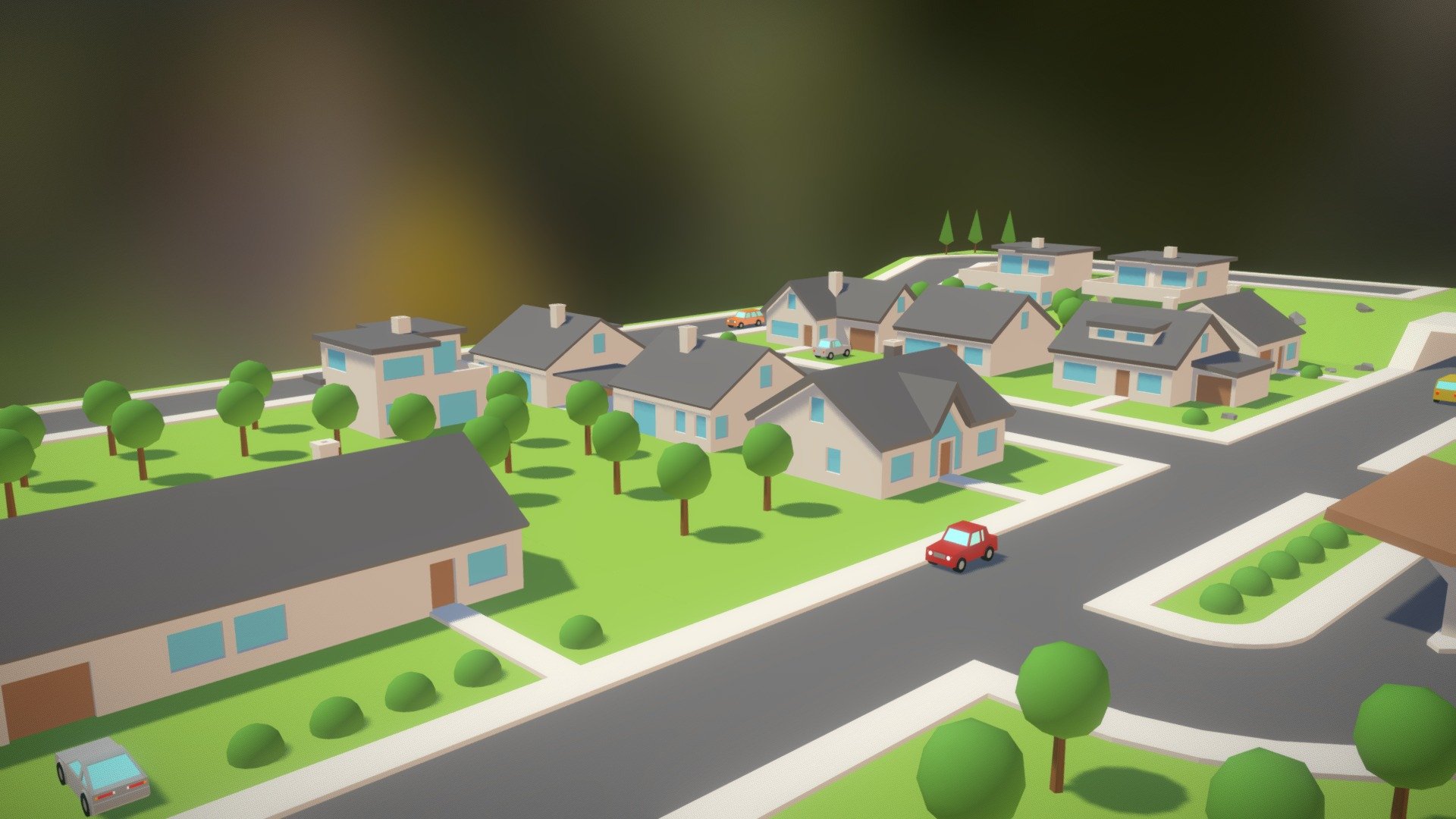 Suburb scene - 3D model by Racoon Media (@racoonmedia) [8a7686a ...