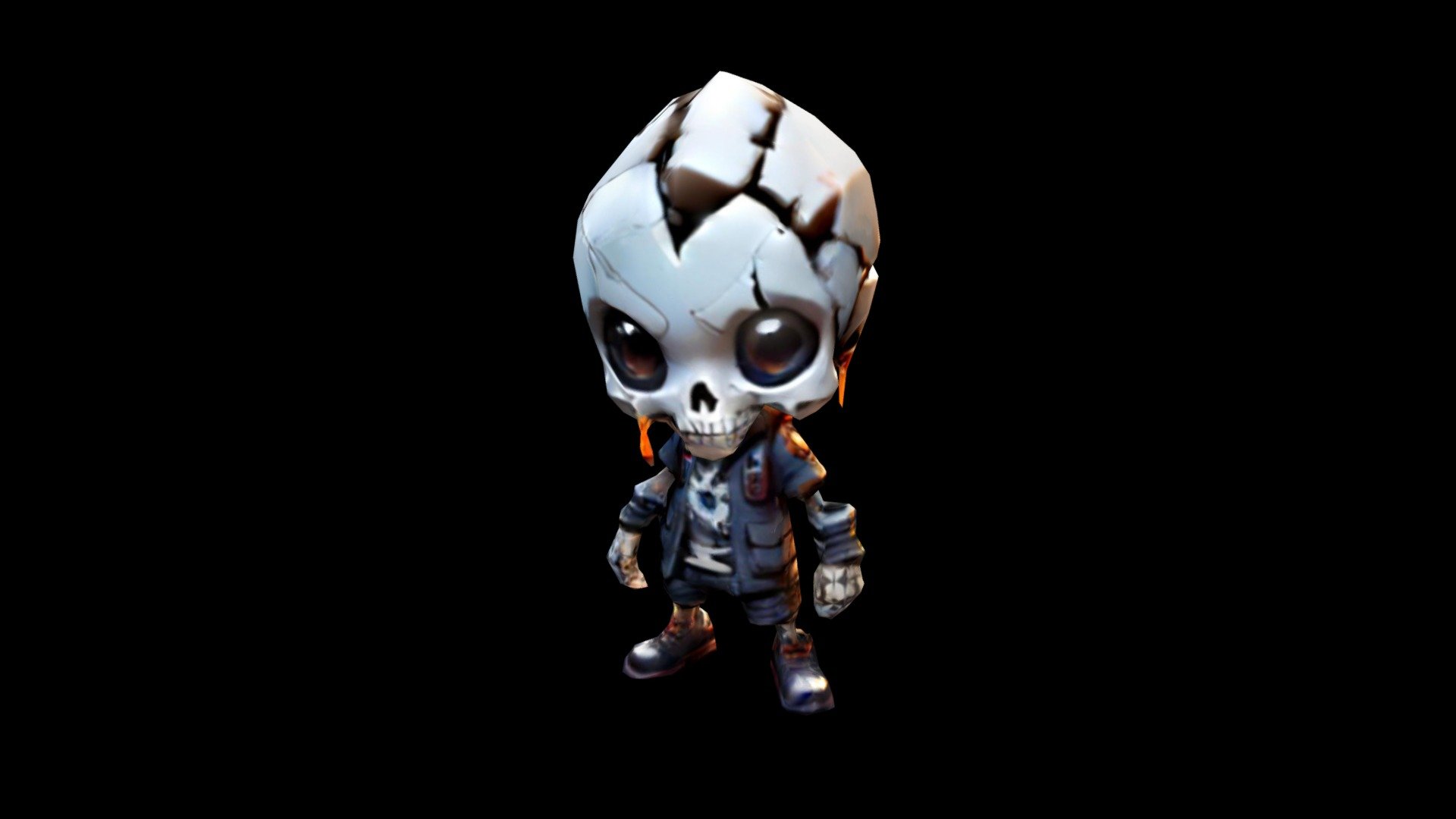 Anime style, adorable skeleton in a hoodie and s - Download Free 3D ...