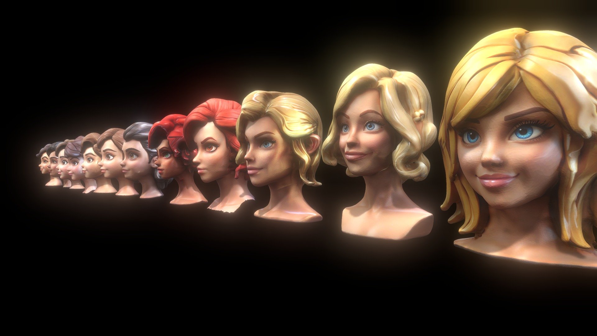 12x Stylized Women's Heads - Download Free 3D model by Jungle Jim ...