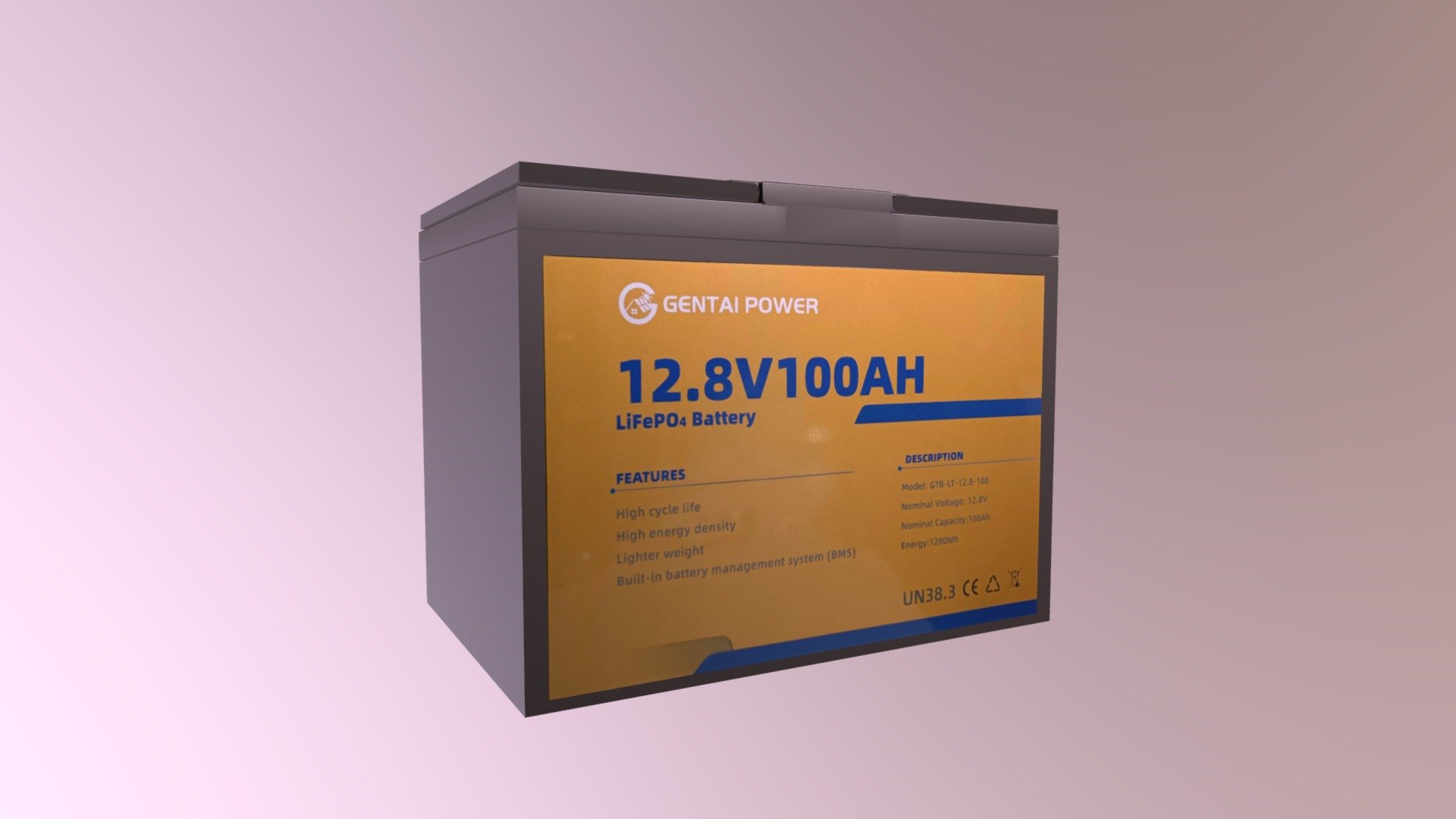 GENTAI POWER 12V 100AH LIFEPO4 BATTERY - 3D model by JVTMS SOLAR ...