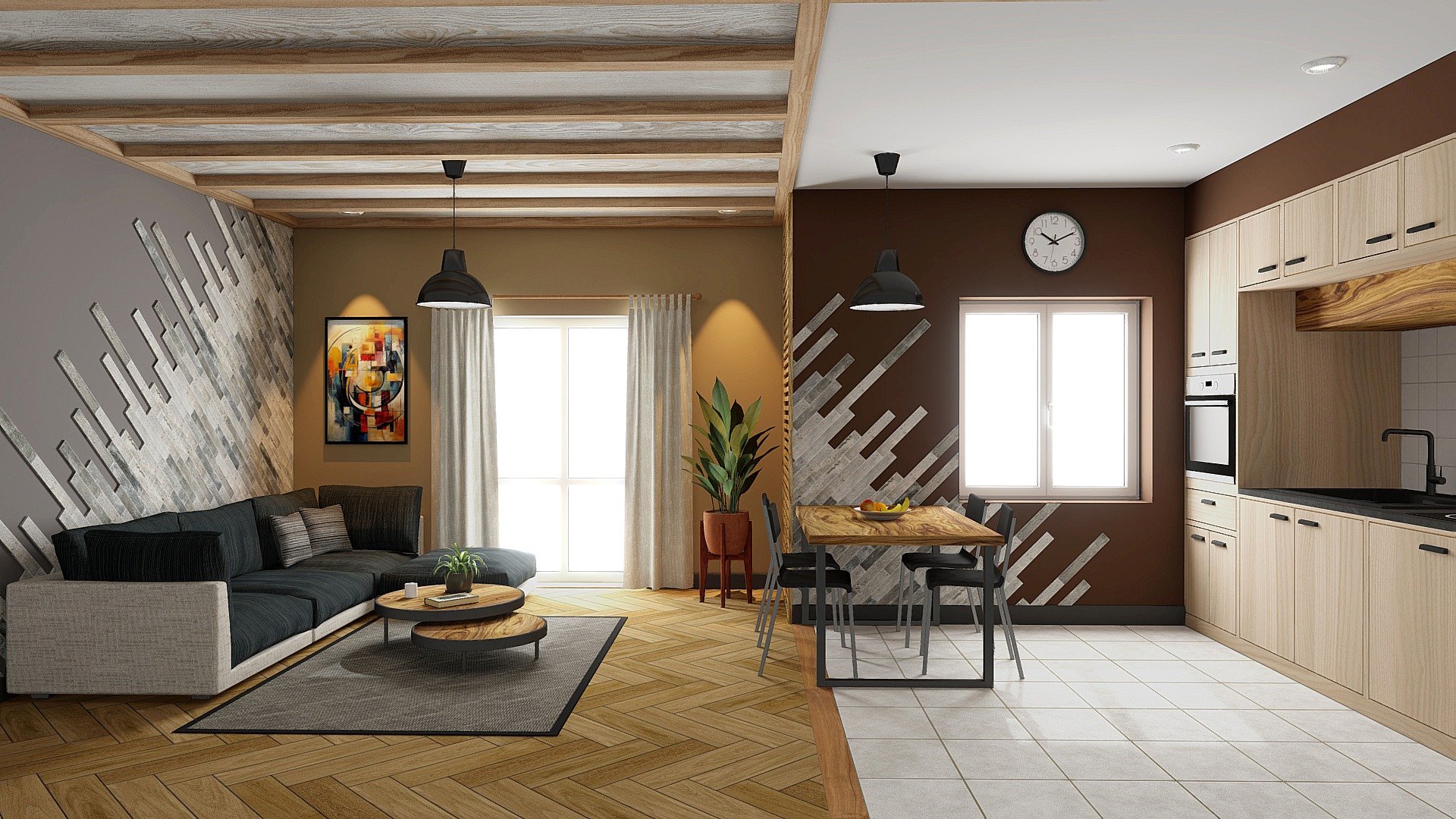 Living-room + Kitchen - Baking - Buy Royalty Free 3D model by RaynaudL ...