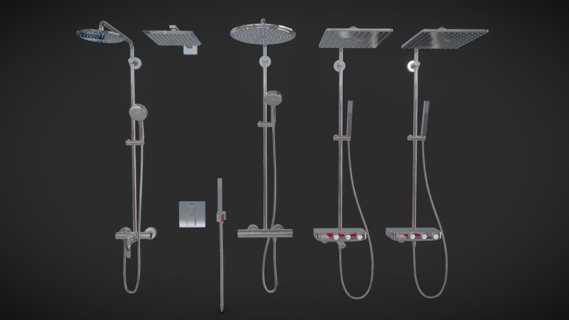 Shower systems GROHE set 106 - Buy Royalty Free 3D model by madMIX ...
