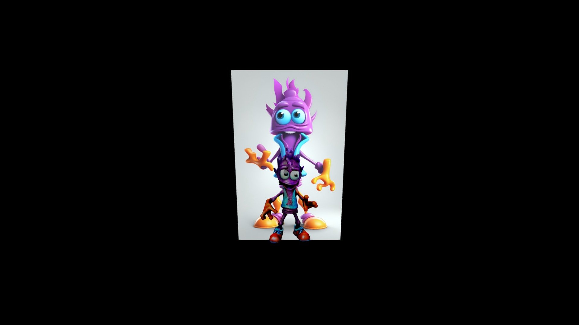 Purple and Blue Cartoon Character A purple an - Download Free 3D model ...