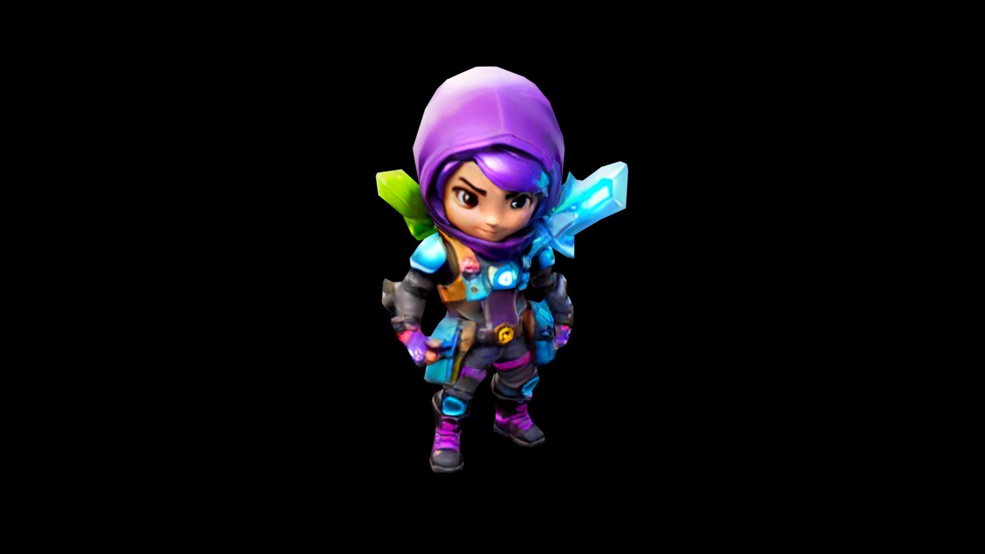 Bright Girl in Robo-Warrior Costume with Large S - Download Free 3D ...