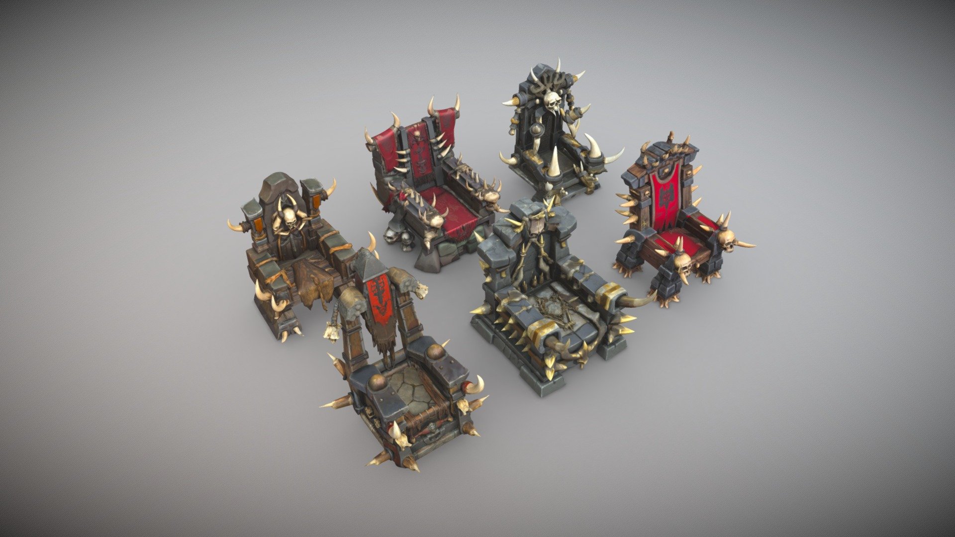 6 Stylized Orc Thrones Pack - Download Free 3D model by IntroBuck ...