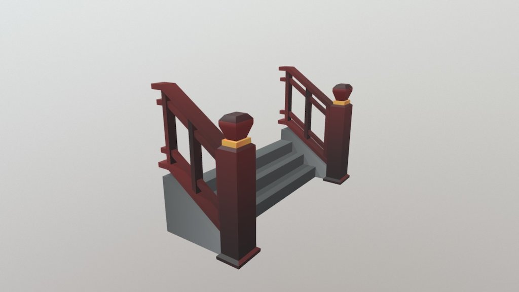 Stairs - 3 Risers And Railings - Download Free 3D model by ...