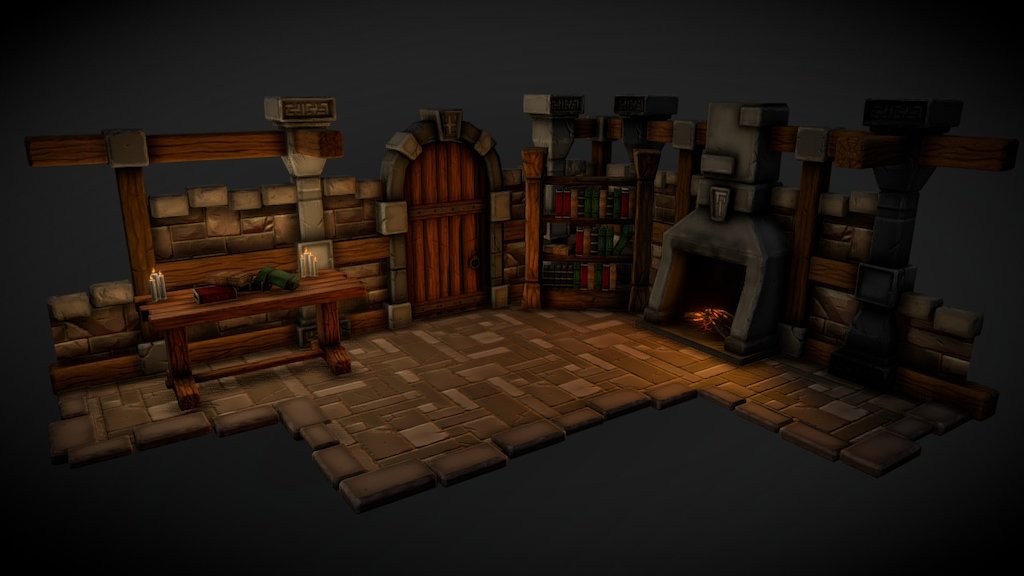 hand painted castle room - 3D model by Teby [8ae9966] - Sketchfab