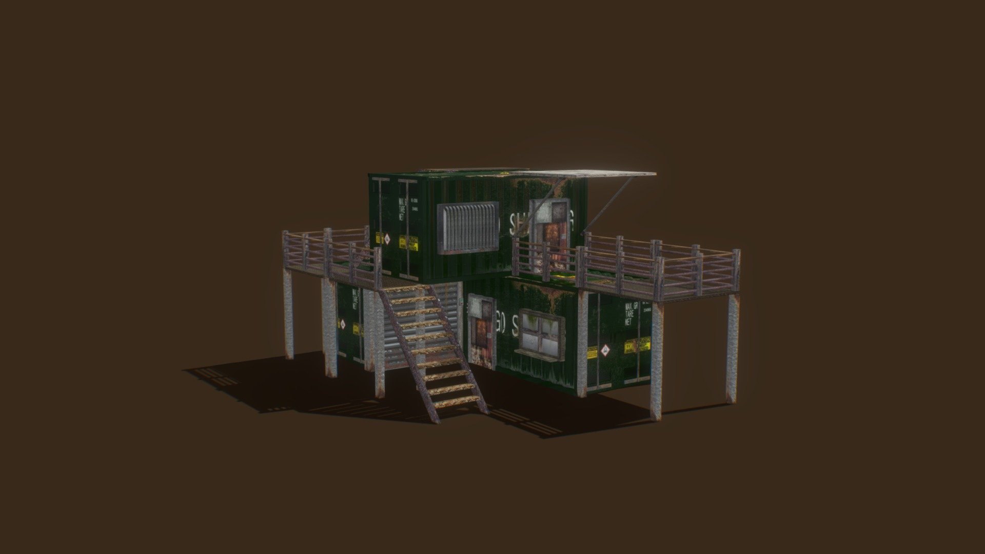 Post Apocalyptic Shipping Container Building - Download Free 3D model ...