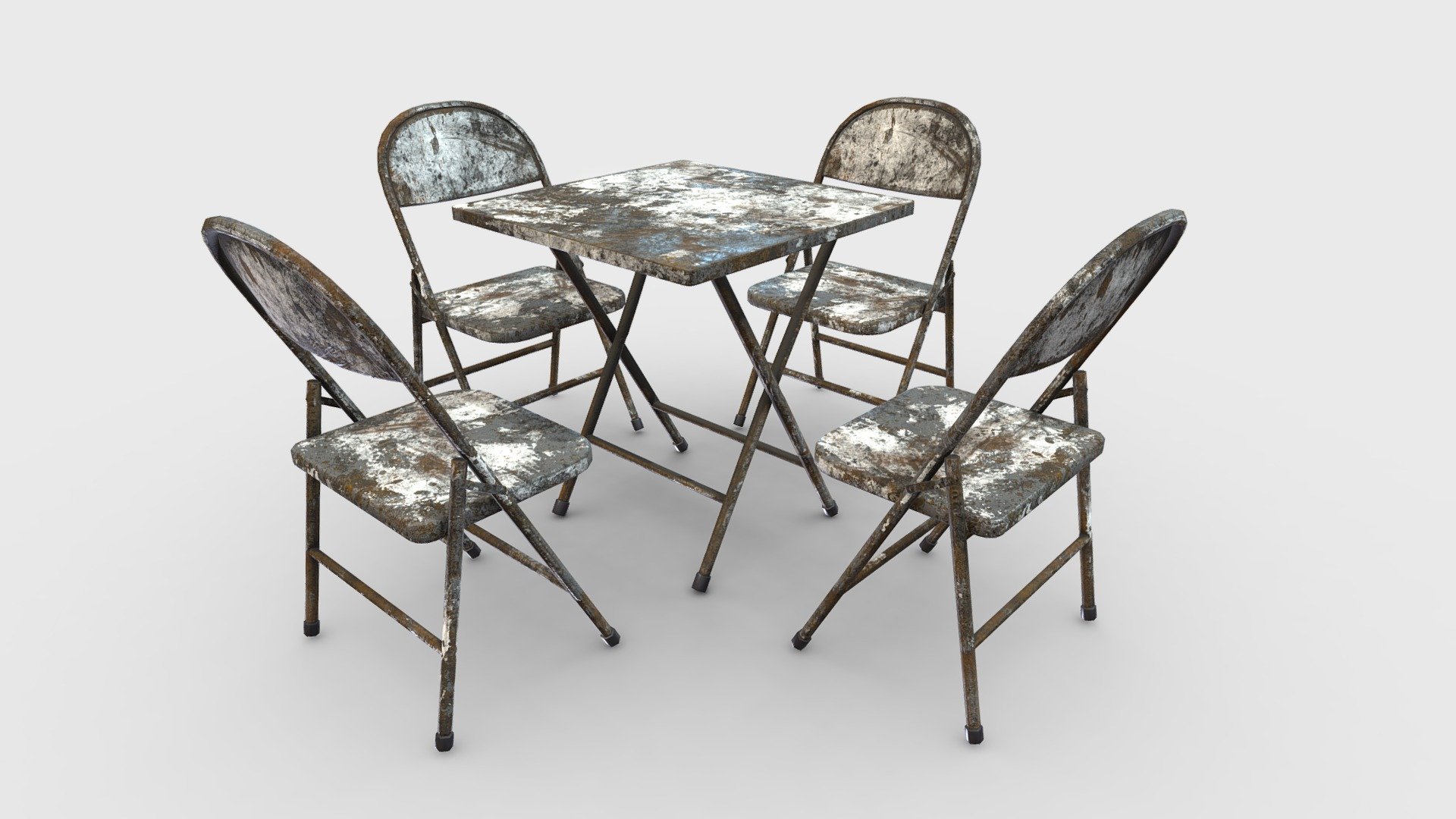 Rusted Folding Table With Folding Chair - Buy Royalty Free 3D model by ...