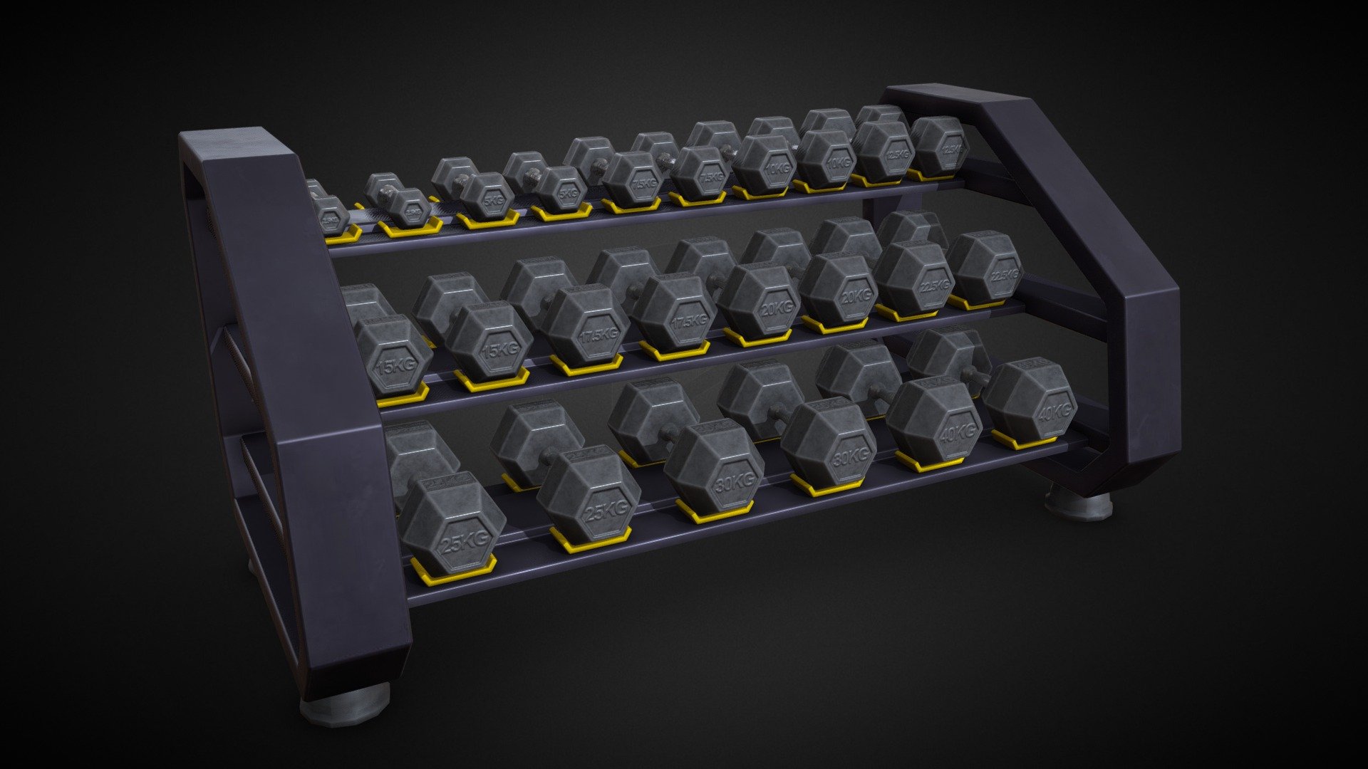 Lowpoly Dumbbell Rack Set - Lowpoly Sport Pack - Buy Royalty Free 3D ...