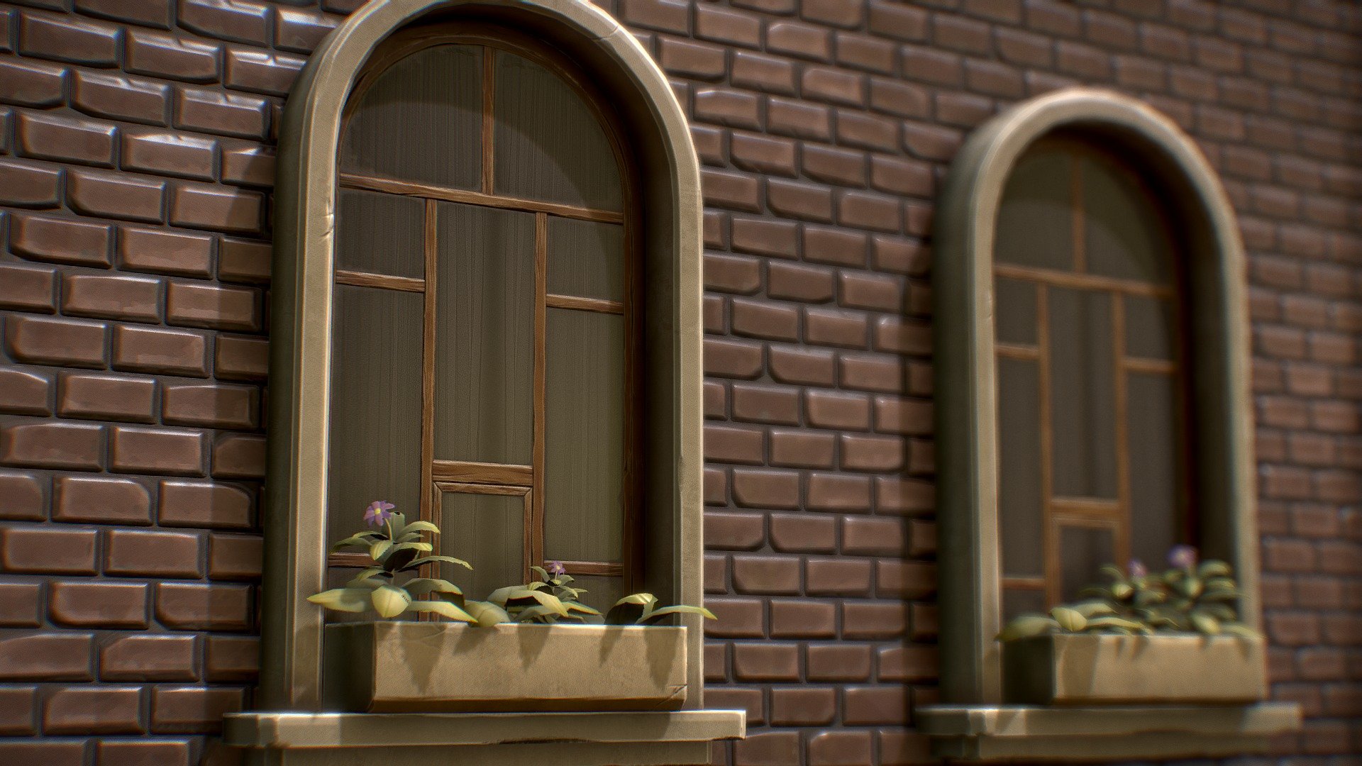 Stylized Windows with Flowers Pots - Download Free 3D model by ...
