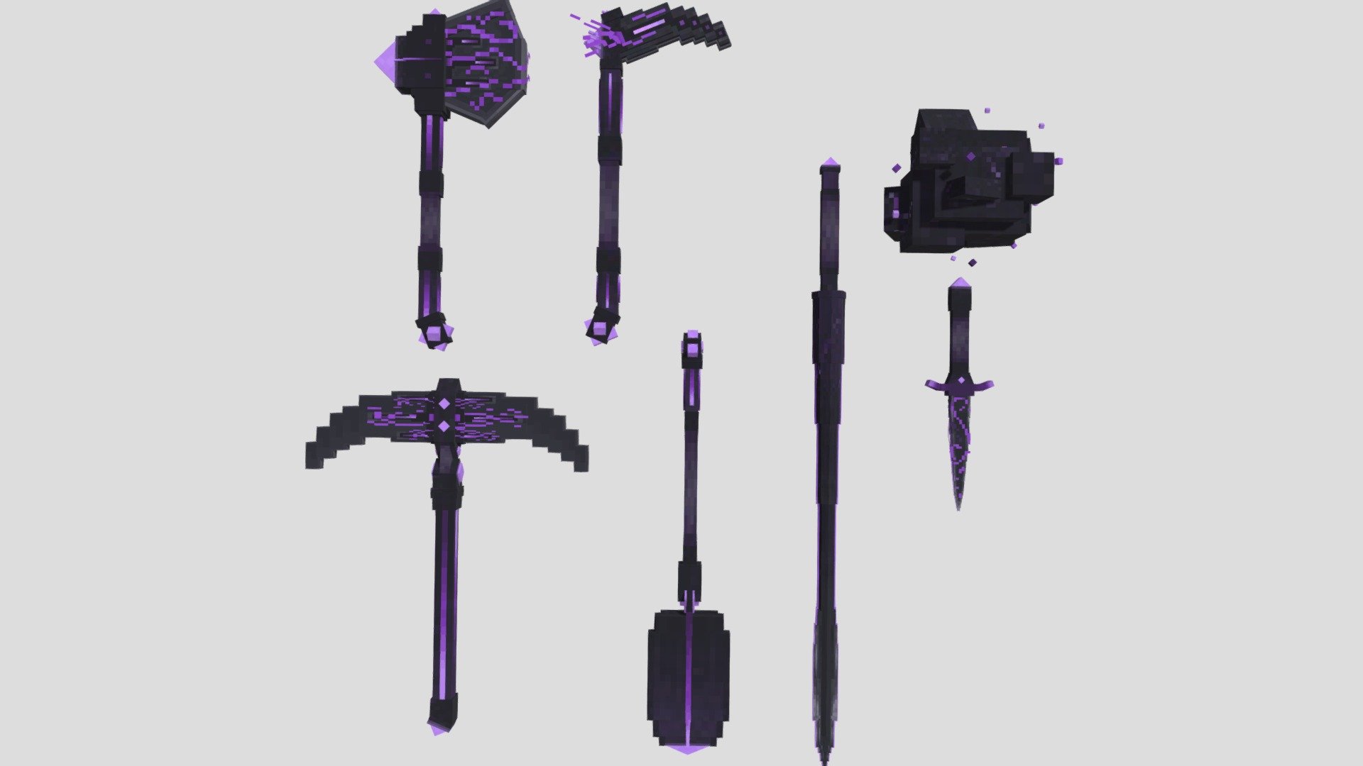 Purple ore tool & weapons' set [Free] - Download Free 3D model by ...