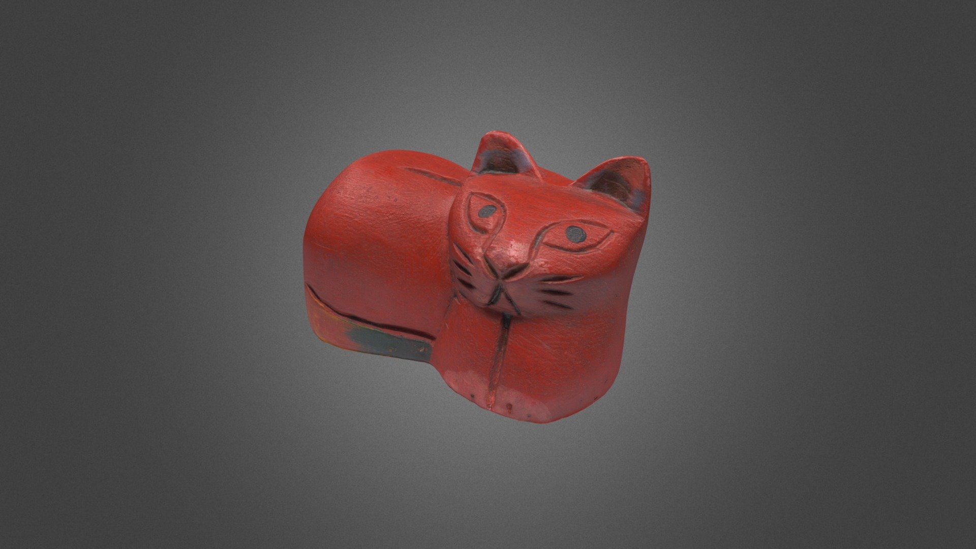 Red wooden figurine of a cat - 3D model by dron.em [8b2fa32] - Sketchfab