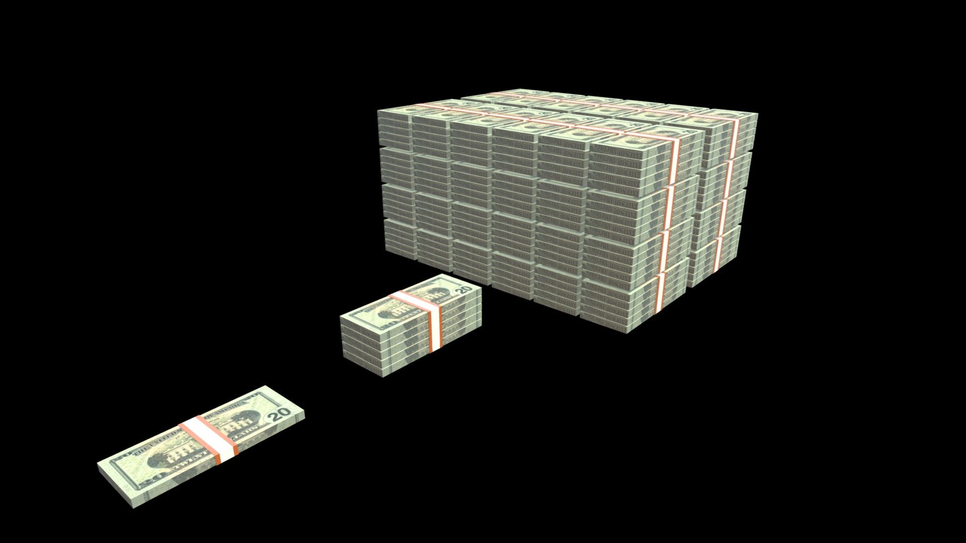 Money Stacks [20 USD] - Download Free 3D model by purpseenit [8b43394 ...