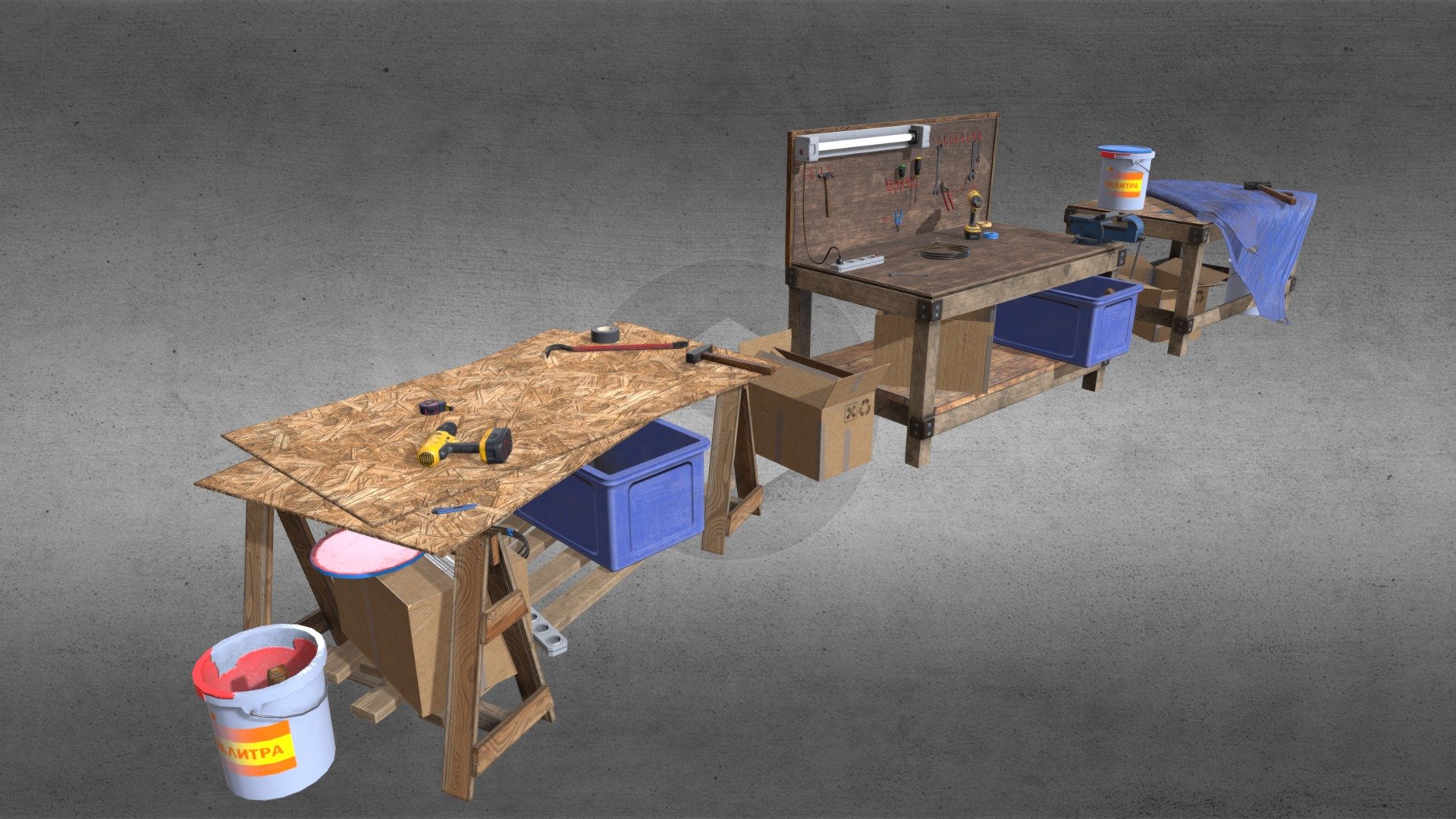 Old workbench - 3D model by Vadim_Boyko [8b512be] - Sketchfab