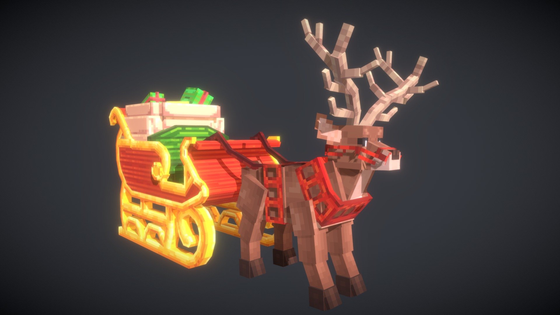 SleighwithReindeer - 3D model by Banathe [8b7e200] - Sketchfab