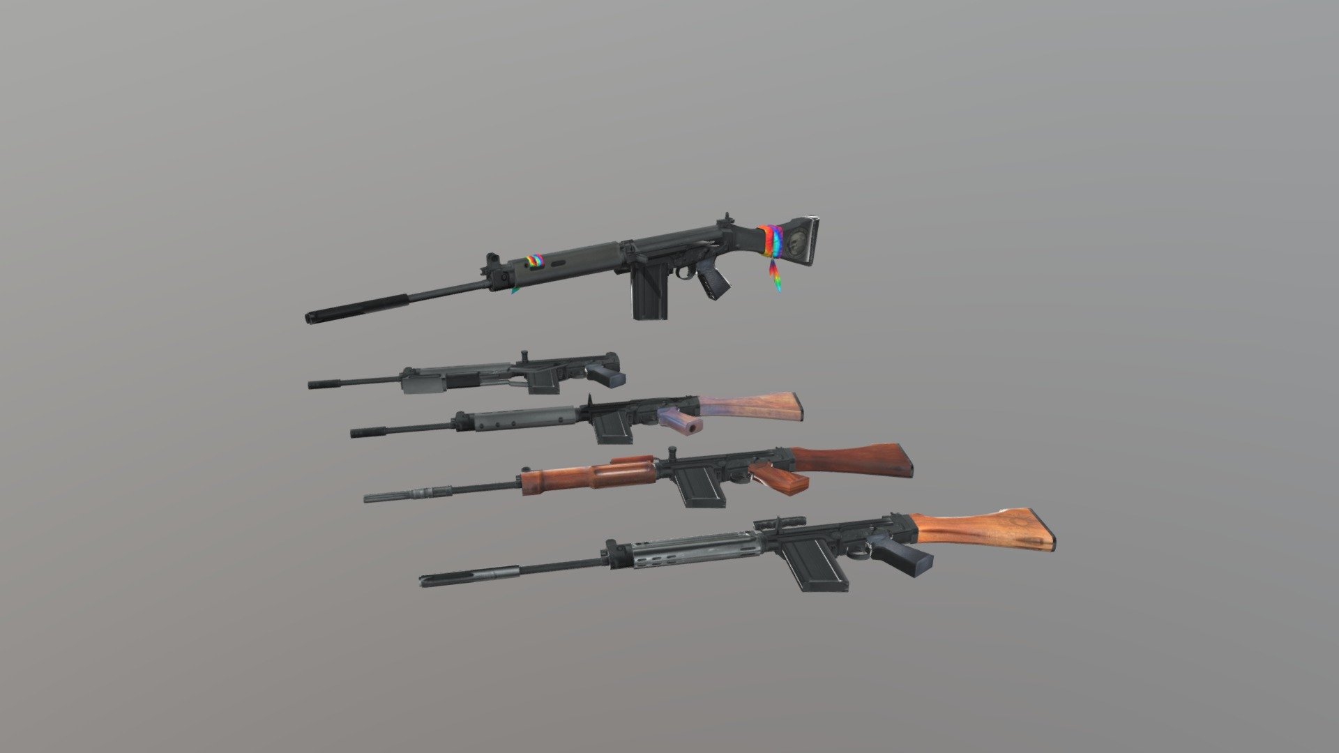 FN FAL variants - 3D model by Yukarin (@Wingwang) [8b9cf06] - Sketchfab