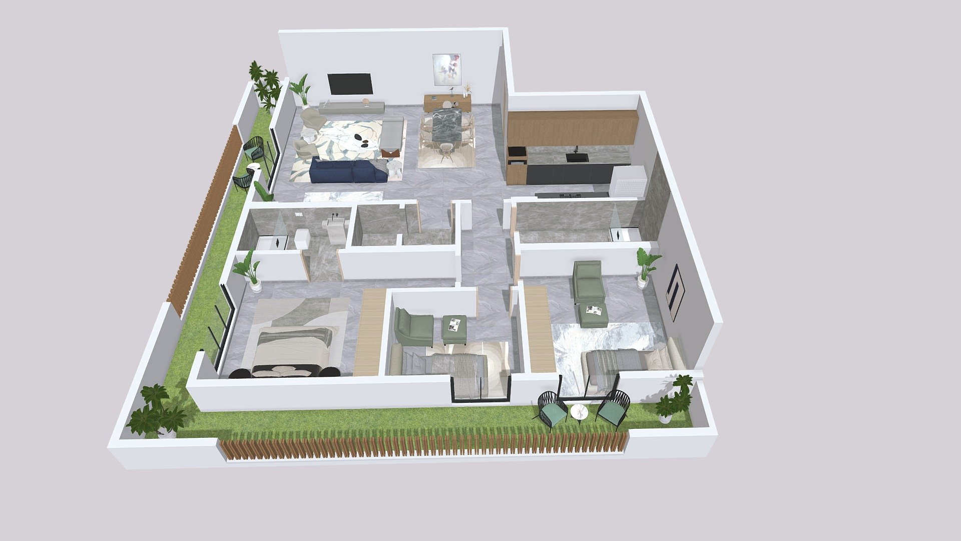 Green Fields Apartments 3 Bed C-3 & C-7 - 3D model by Zameen.com ...