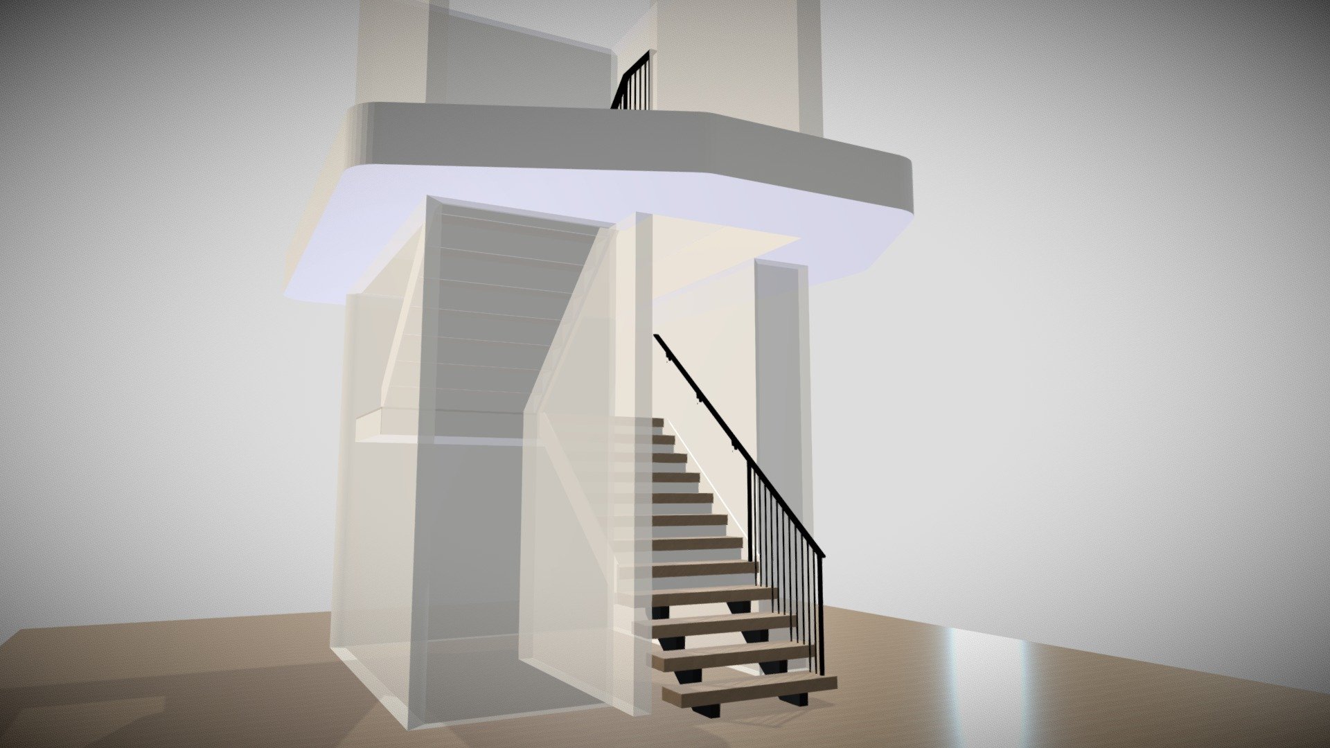 Back Stair with railing - 3D model by 3D Software for Stair Design and ...