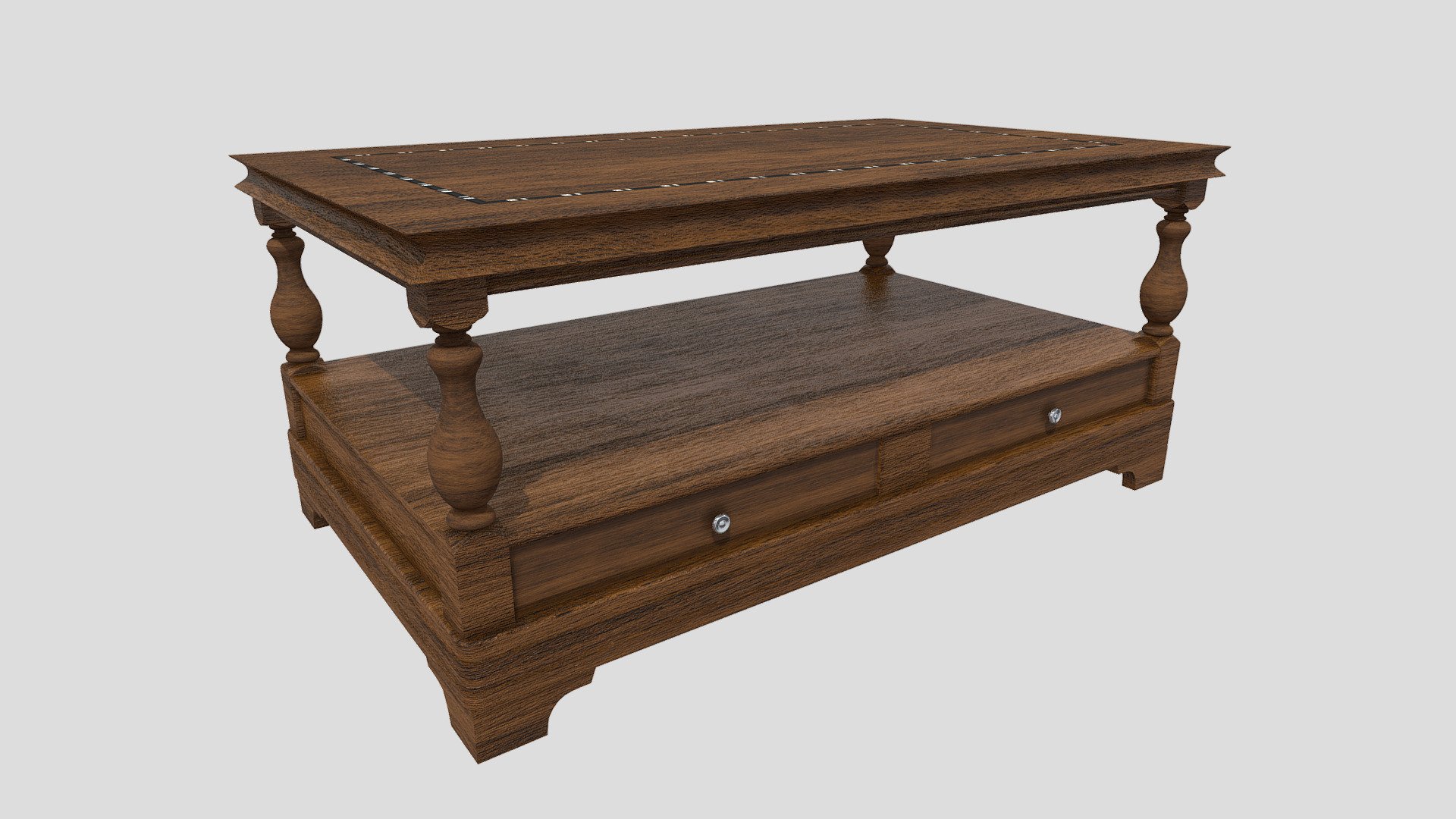 Coffee Table - Colonial Style 01 - 3D model by Edouard Sappey-Marinier ...