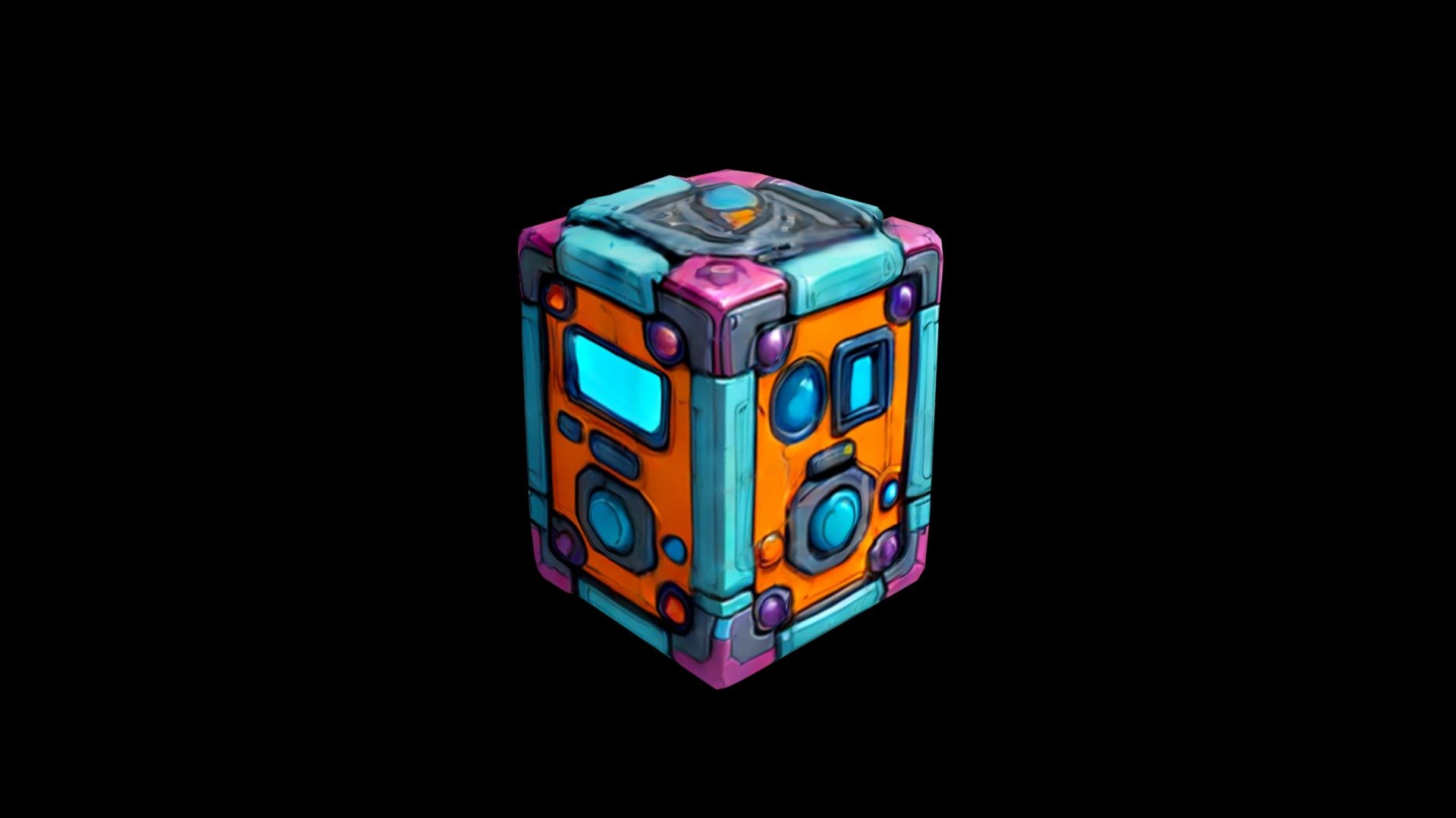 "An intriguing, cube-shaped robot with colors of - Download Free 3D ...