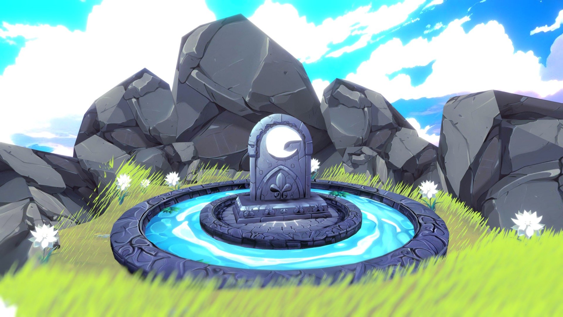 Tombstone of meniscus - stylized game scene - Buy Royalty Free 3D model ...