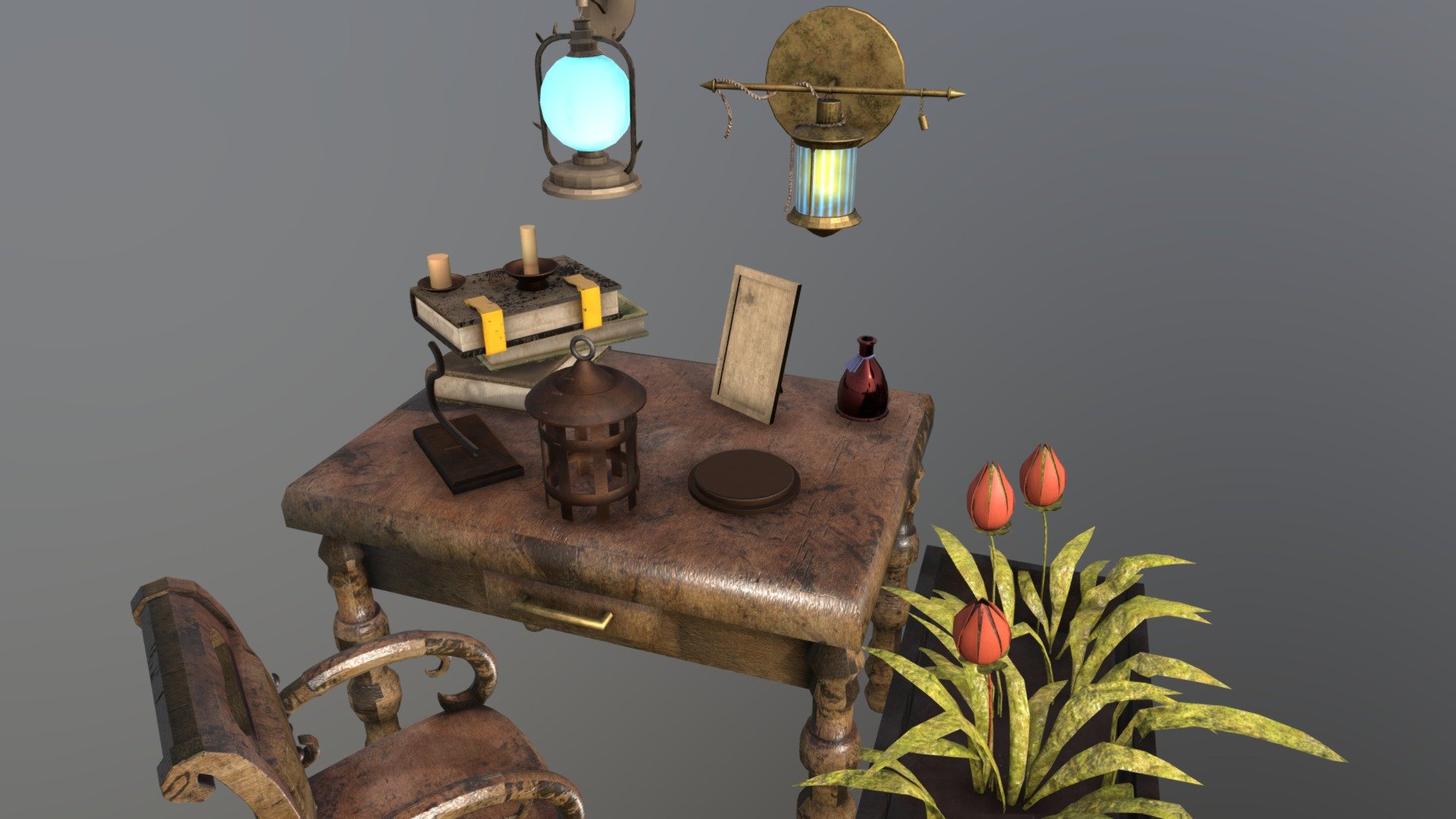 Desk. Work table - 3D model by Melancholi [8be6194] - Sketchfab
