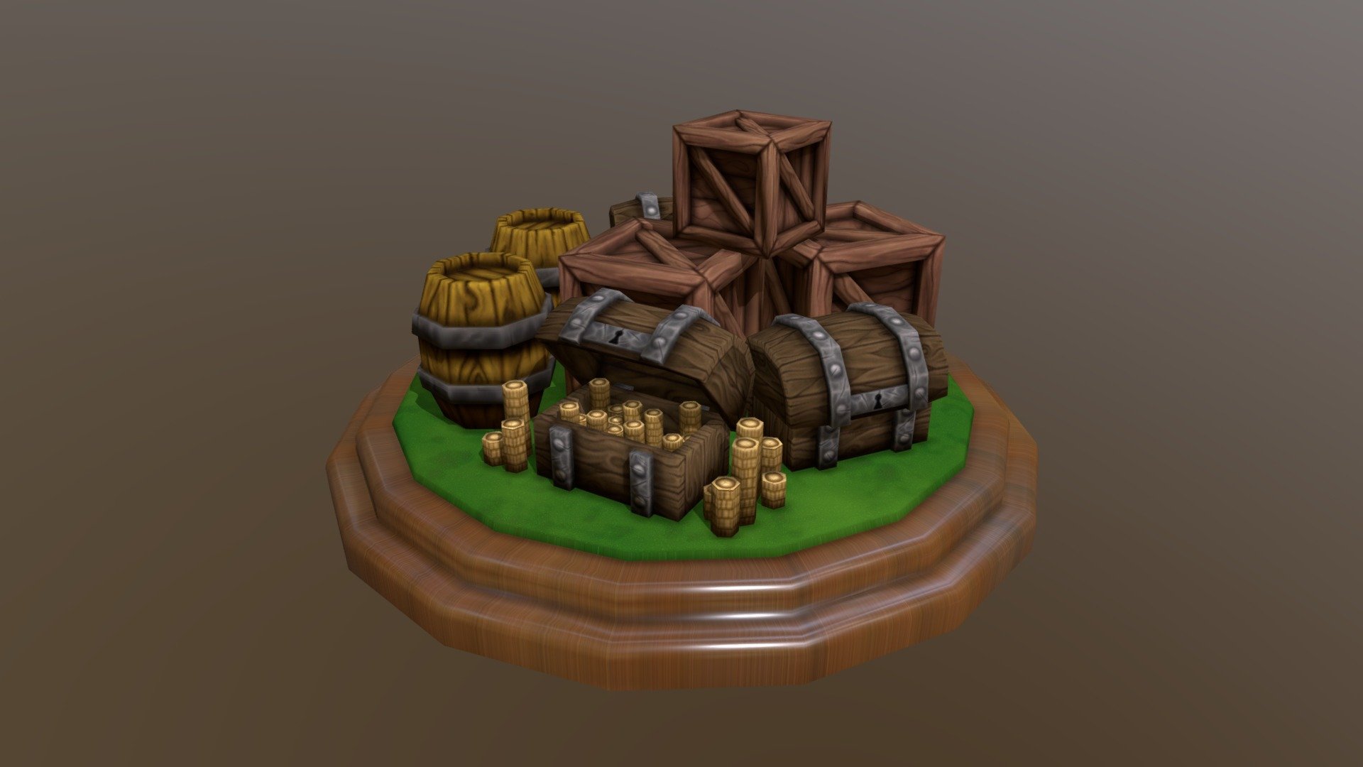 Container diorama - low poly, hand painted - 3D model by Keyron91 ...