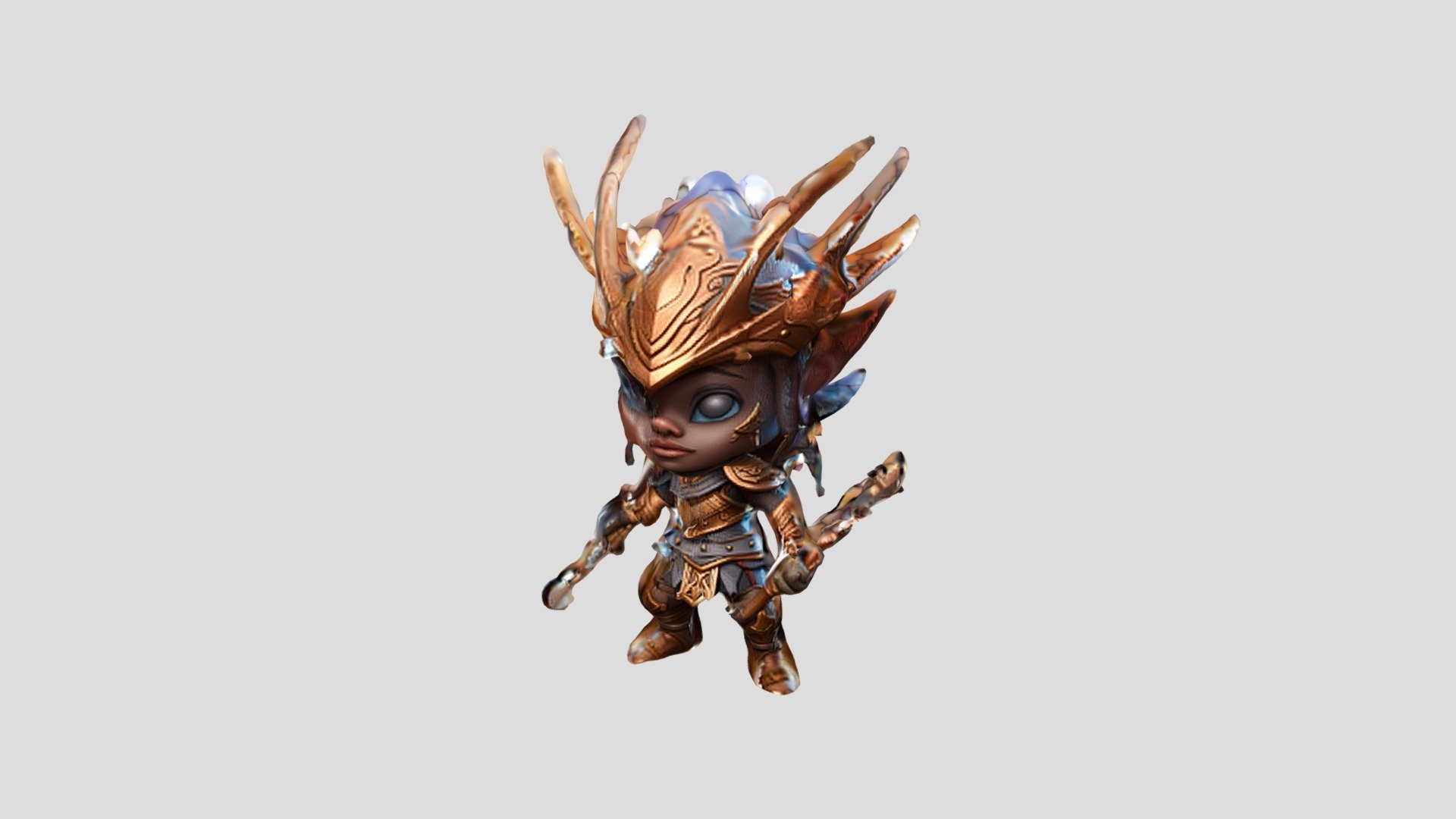 Chibi Warrior with Bow and Arrow A small, sty - Download Free 3D model ...