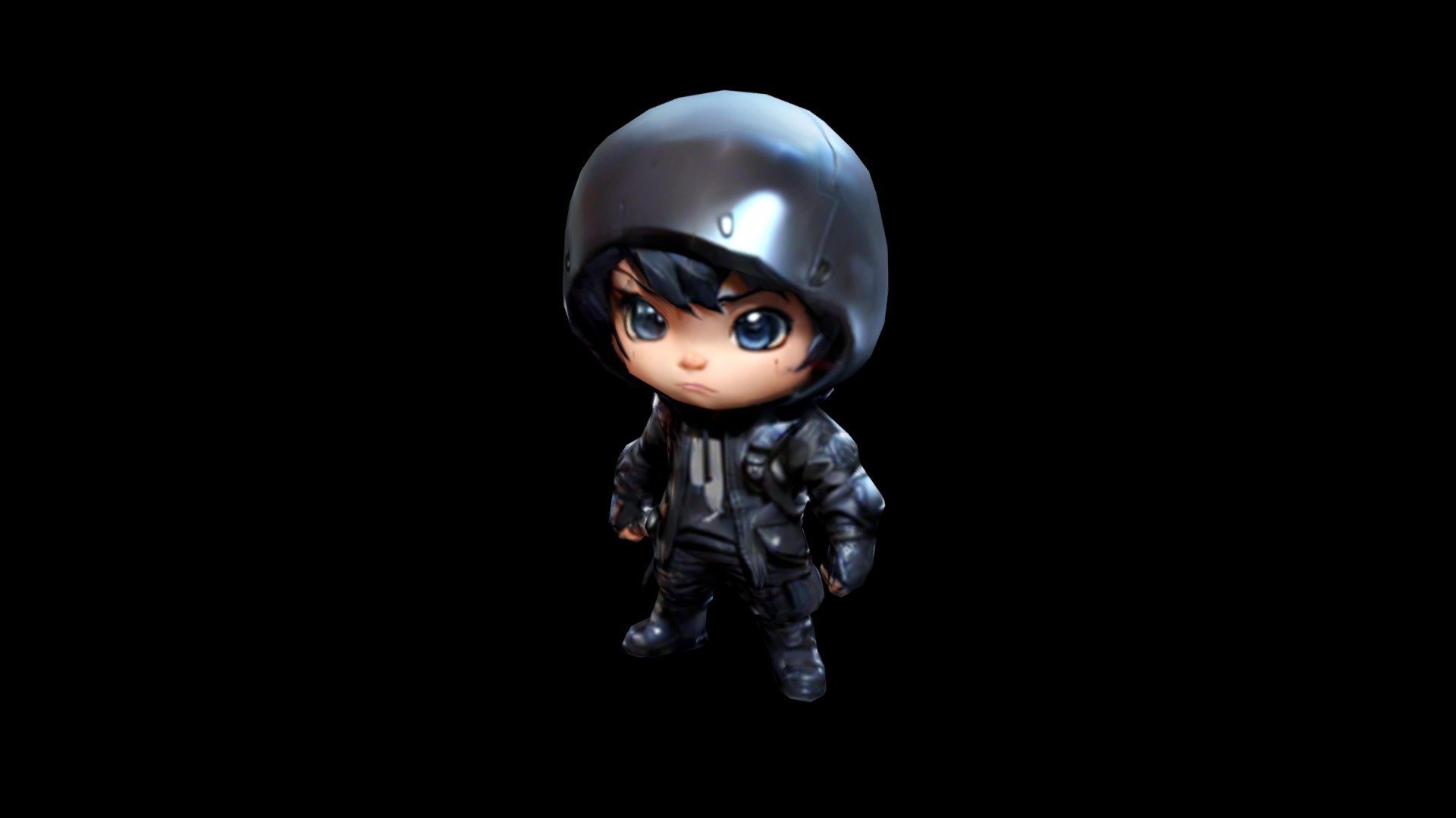 "Anime robot figurine in black armor with helmet - Download Free 3D ...
