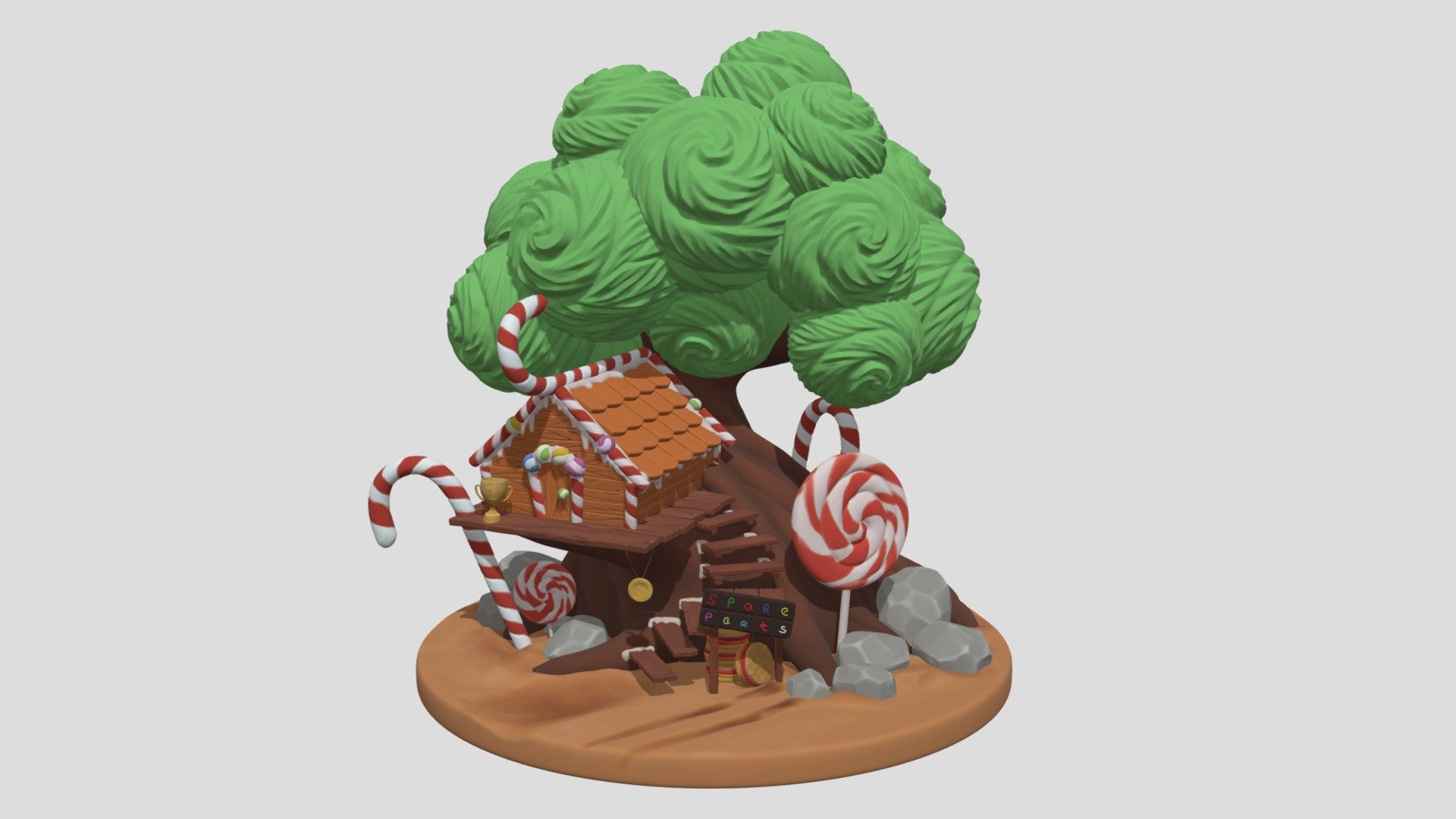 Candy treehouse - 3D model by Ivo (@ivohemmink) [8bf9b15] - Sketchfab