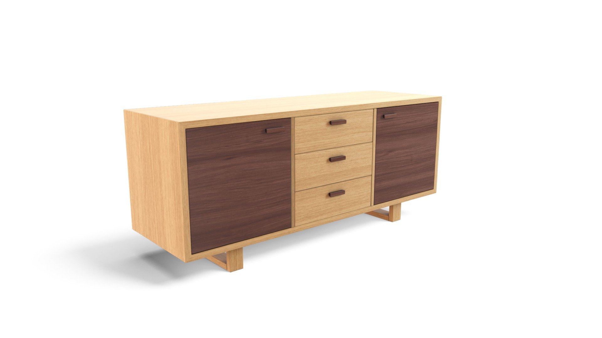 Henge Sideboard, Oak and Walnut - Download Free 3D model by MADE.COM ...