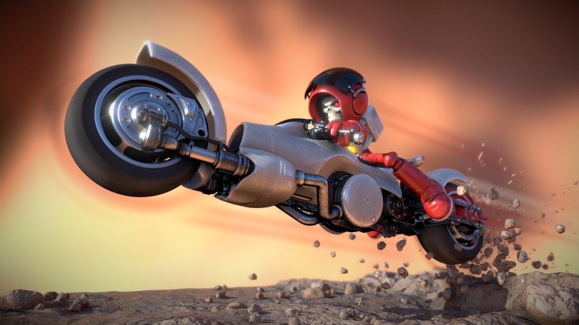 Skull Chaser motorcycle... in action - 3D model by giobiancoFB [8c02b04 ...