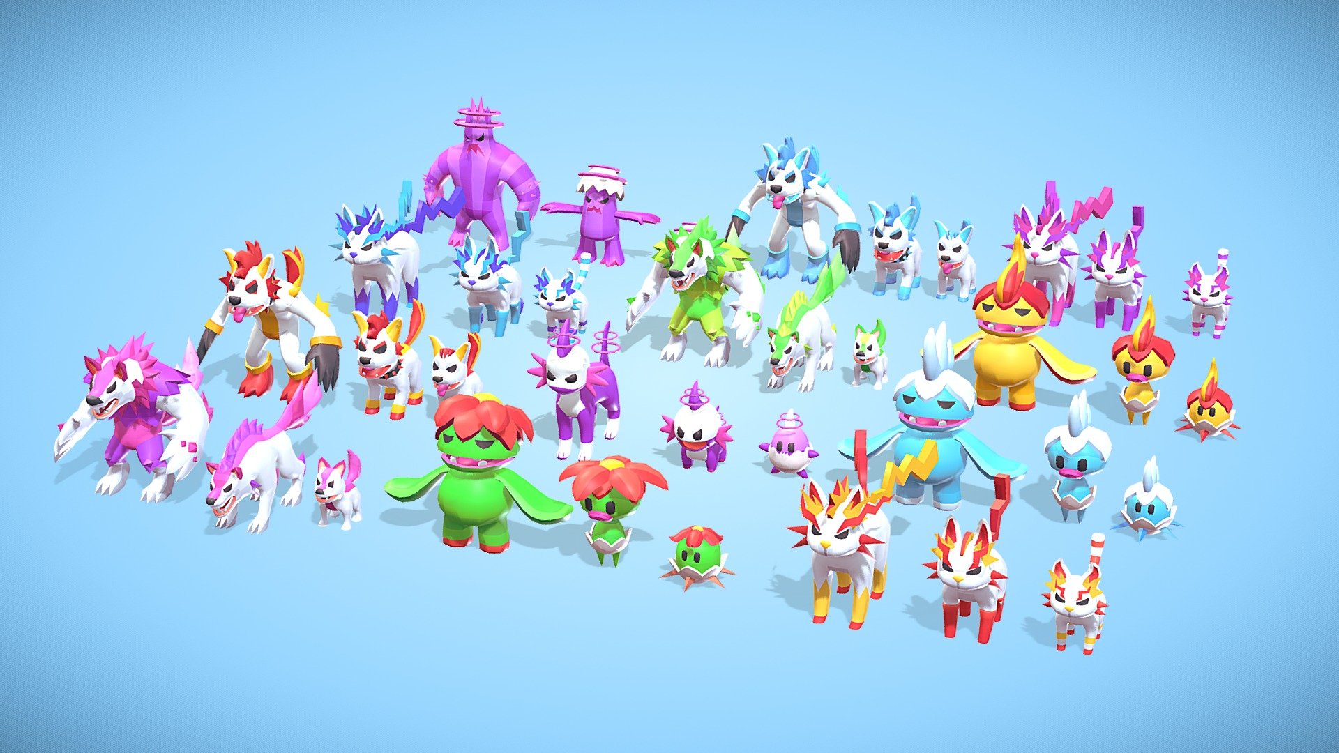 Rigged monsters - pokemon creatures - Buy Royalty Free 3D model by ...