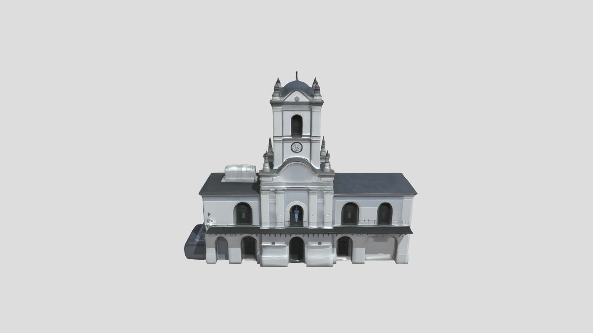 historical building with arches and tower - 3D model by ...