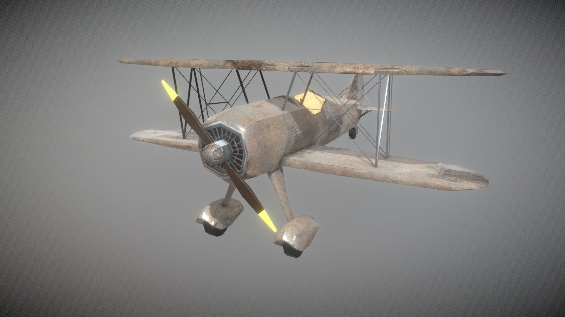 Biplane Vintage Rusty Low Poly PBR AR VR - Buy Royalty Free 3D model by ...