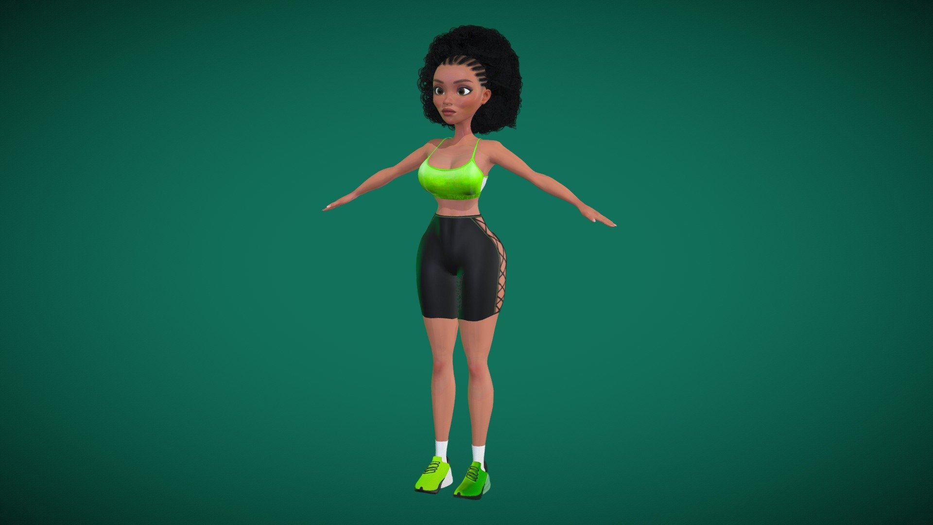 Stylized Cartoon Fitness Girl Character (Rigged) - 3D model by Canino3d ...