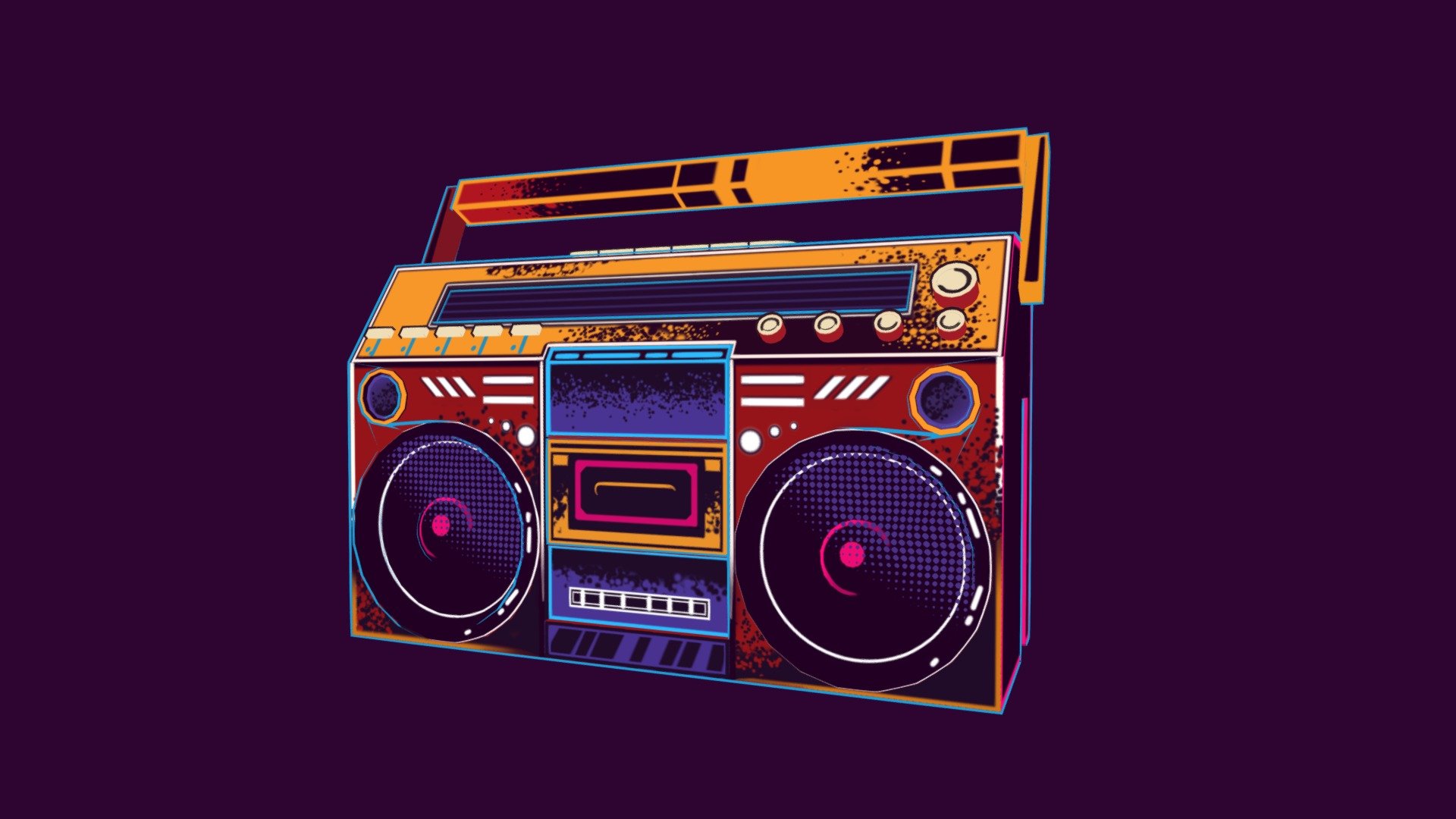 Neon boomBox - Download Free 3D model by Giraffe7 (@GiraffeTail ...