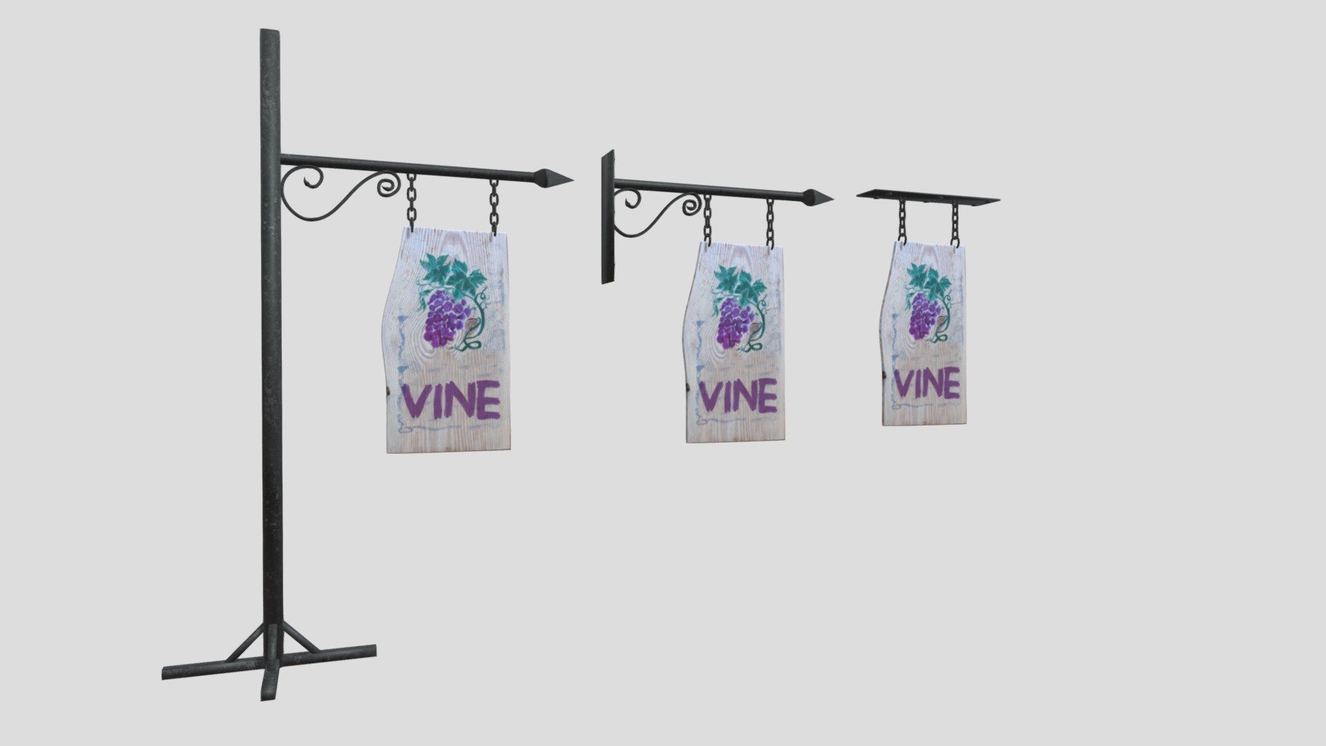 old woodden vine sign 3D - 3D model by nvere [8c453b6] - Sketchfab